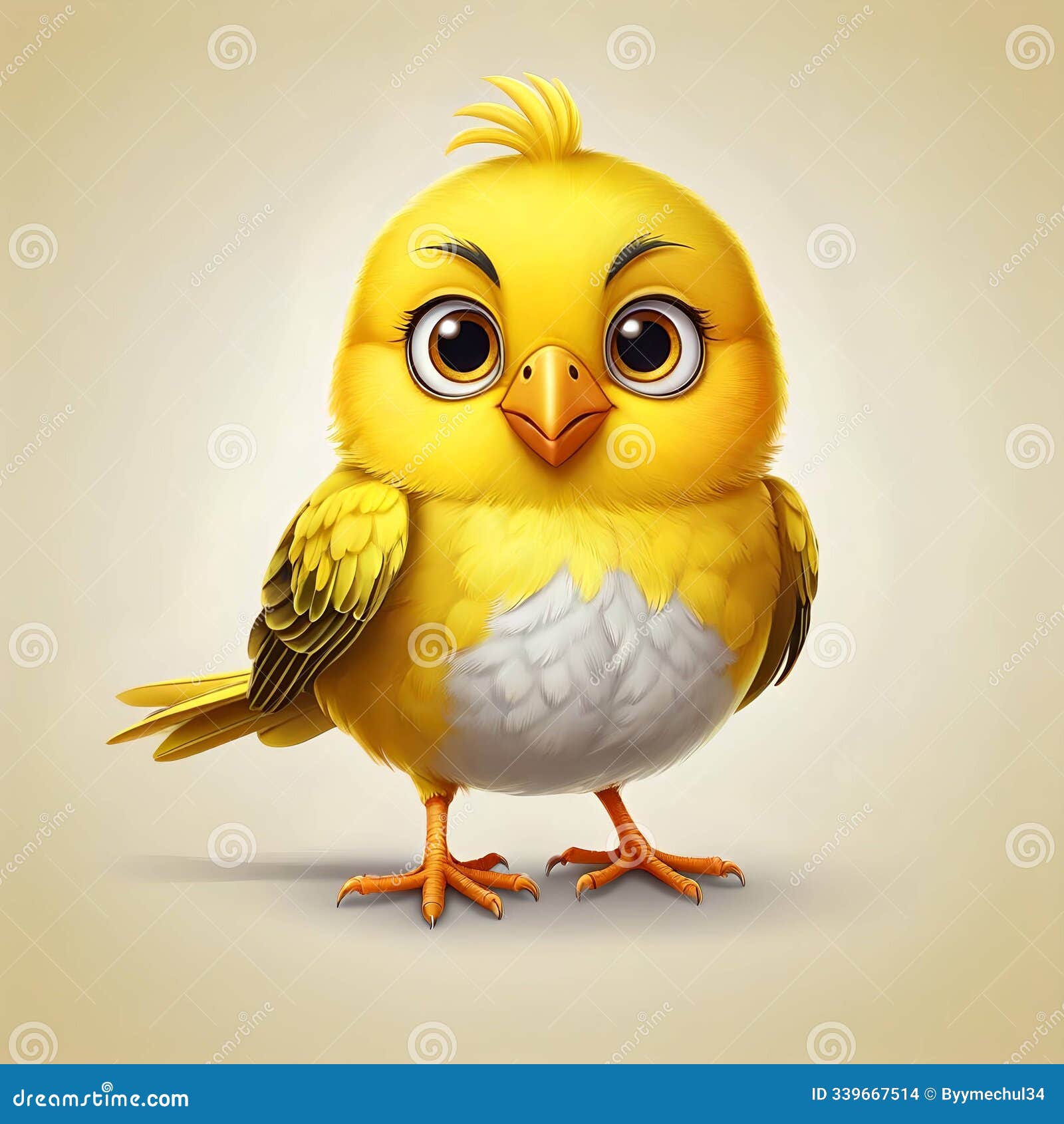Cute Cartoon Bird, Looking at the Camera Ai Stock Illustration ...