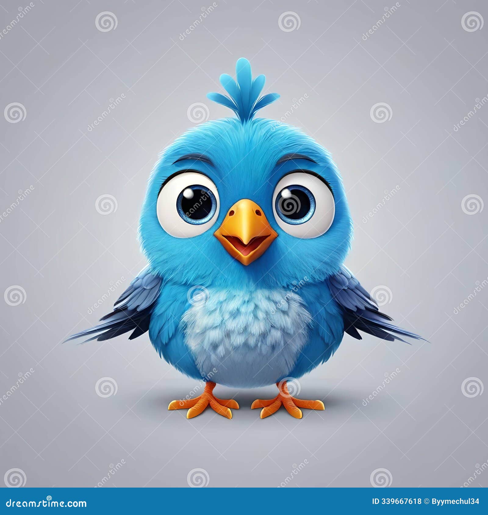 Cute Cartoon Bird, Looking at the Camera Ai Stock Illustration ...