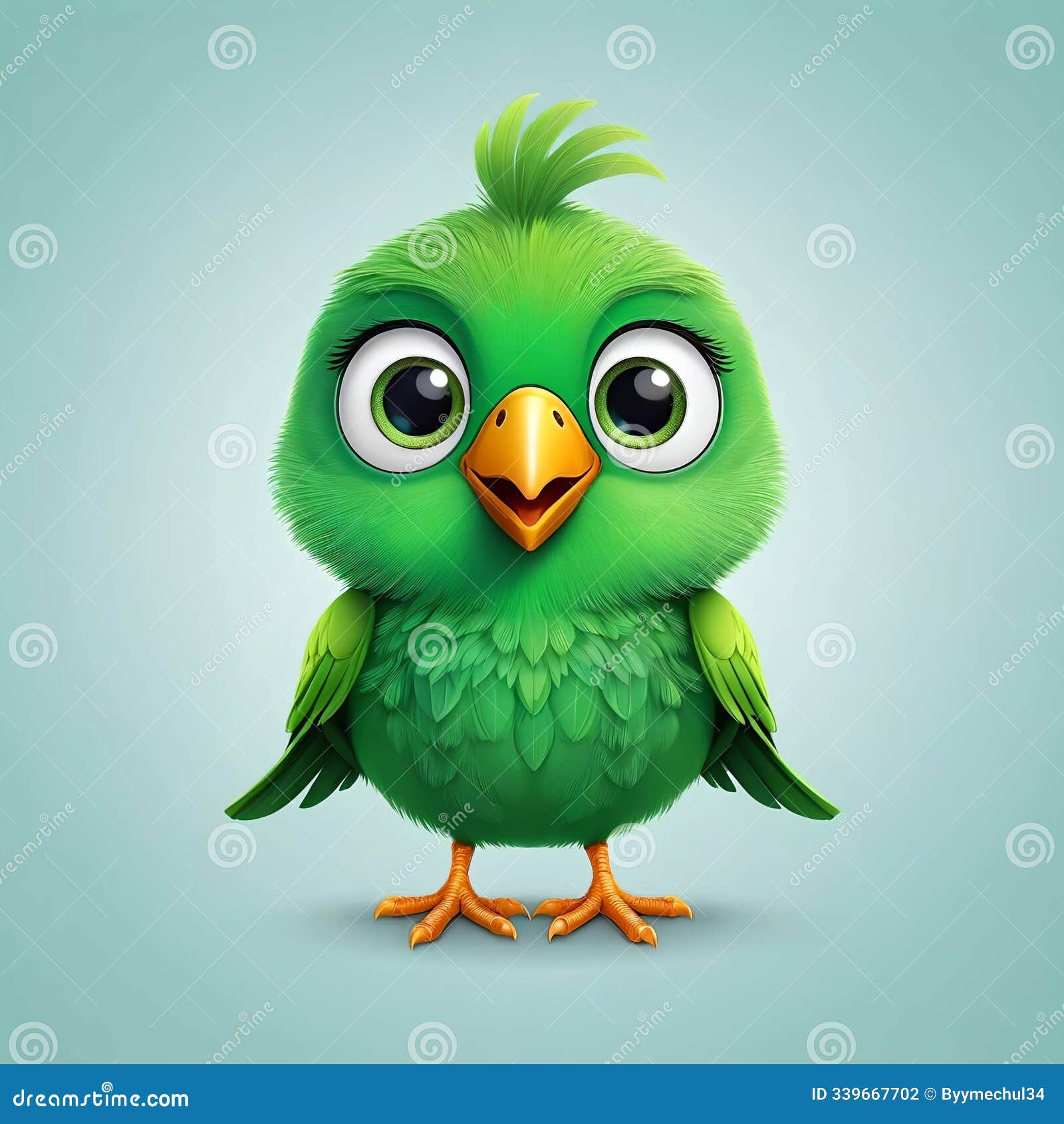Cute Cartoon Bird, Looking at the Camera Ai Stock Illustration ...