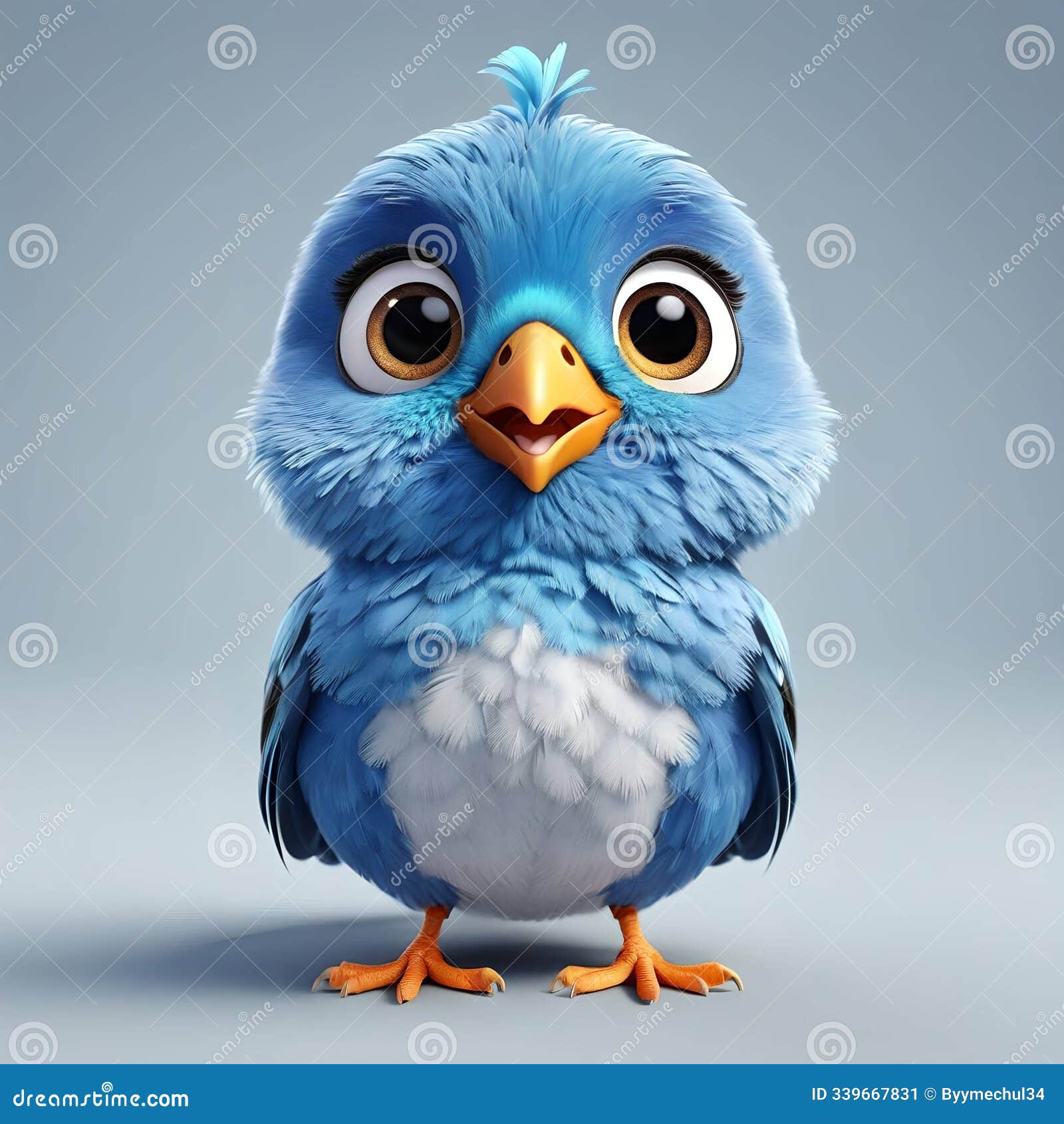 Cute Cartoon Bird, Looking at the Camera Ai Stock Illustration ...