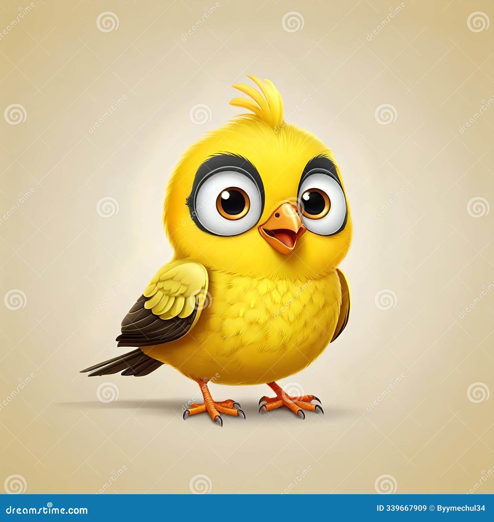 Cute Cartoon Bird, Looking at the Camera Ai Stock Illustration ...