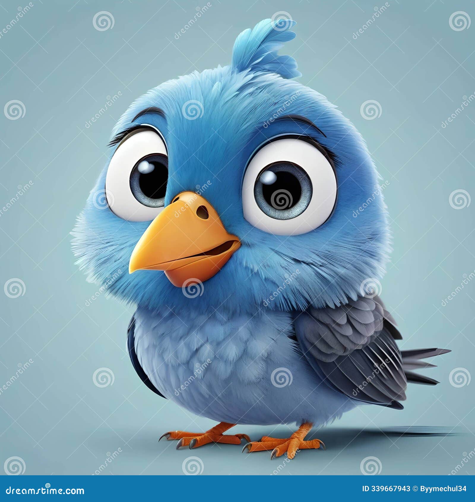 Cute Cartoon Bird, Looking at the Camera Ai Stock Illustration ...