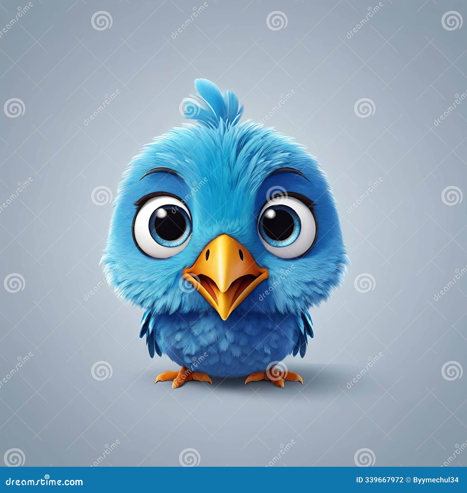 Cute Cartoon Bird, Looking at the Camera Ai Stock Illustration ...