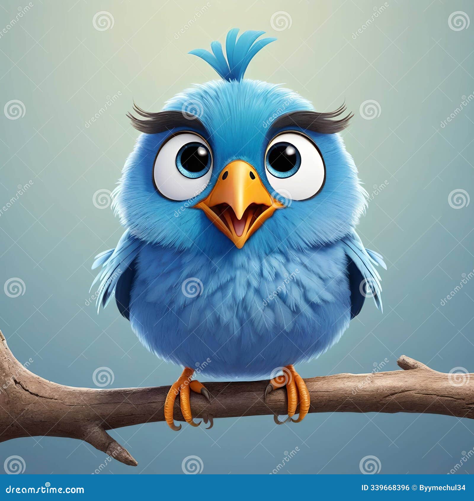 Cute Cartoon Bird, Looking at the Camera Ai Stock Illustration ...