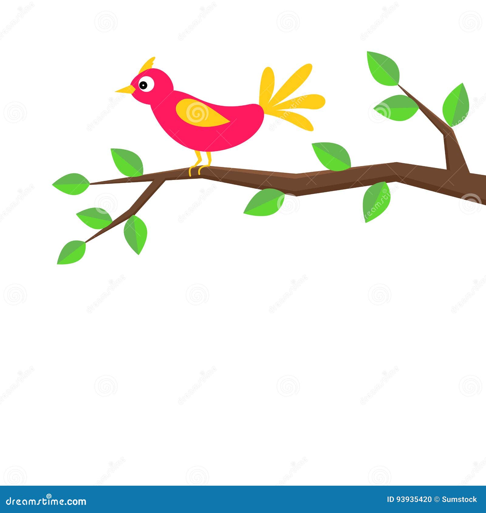 Cute Cartoon Bird Sitting on a Birch Stock Vector - Illustration of ...