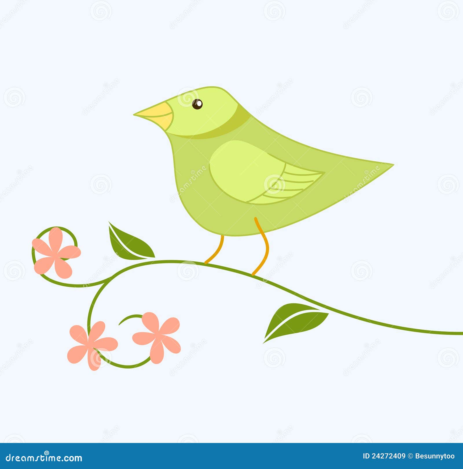 Cute Cartoon Bird is Sitting on a Branch Stock Vector - Illustration of ...