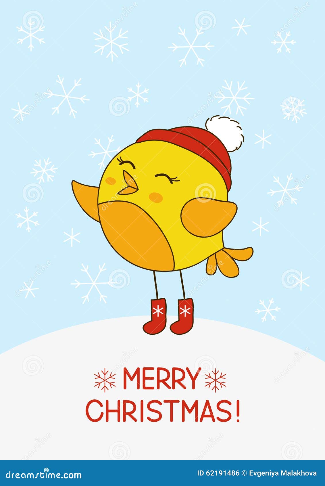 Cute cartoon bird on snow stock vector. Illustration of nature - 62191486