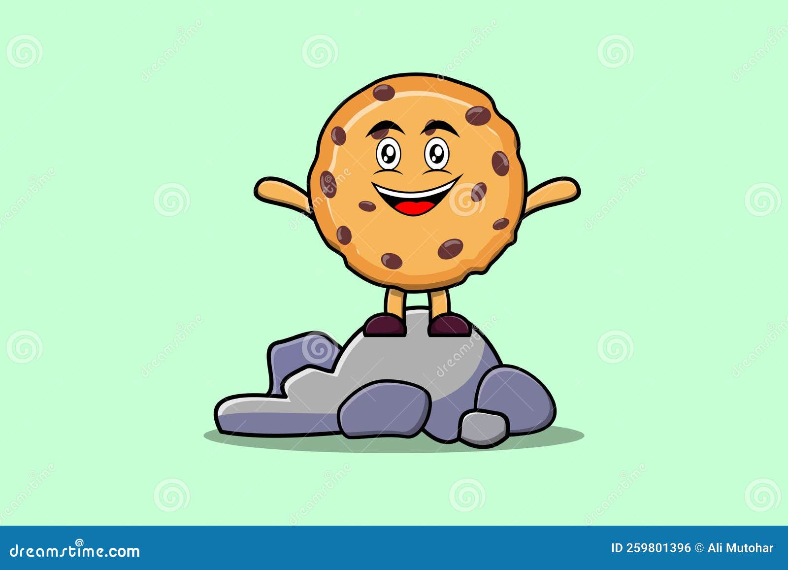 Cute Cartoon Biscuits Character Standing in Stone Stock Vector ...