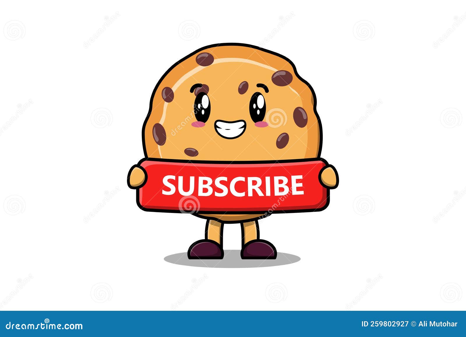 Cute Cartoon Biscuits Holding Red Subscribe Board Stock Vector ...