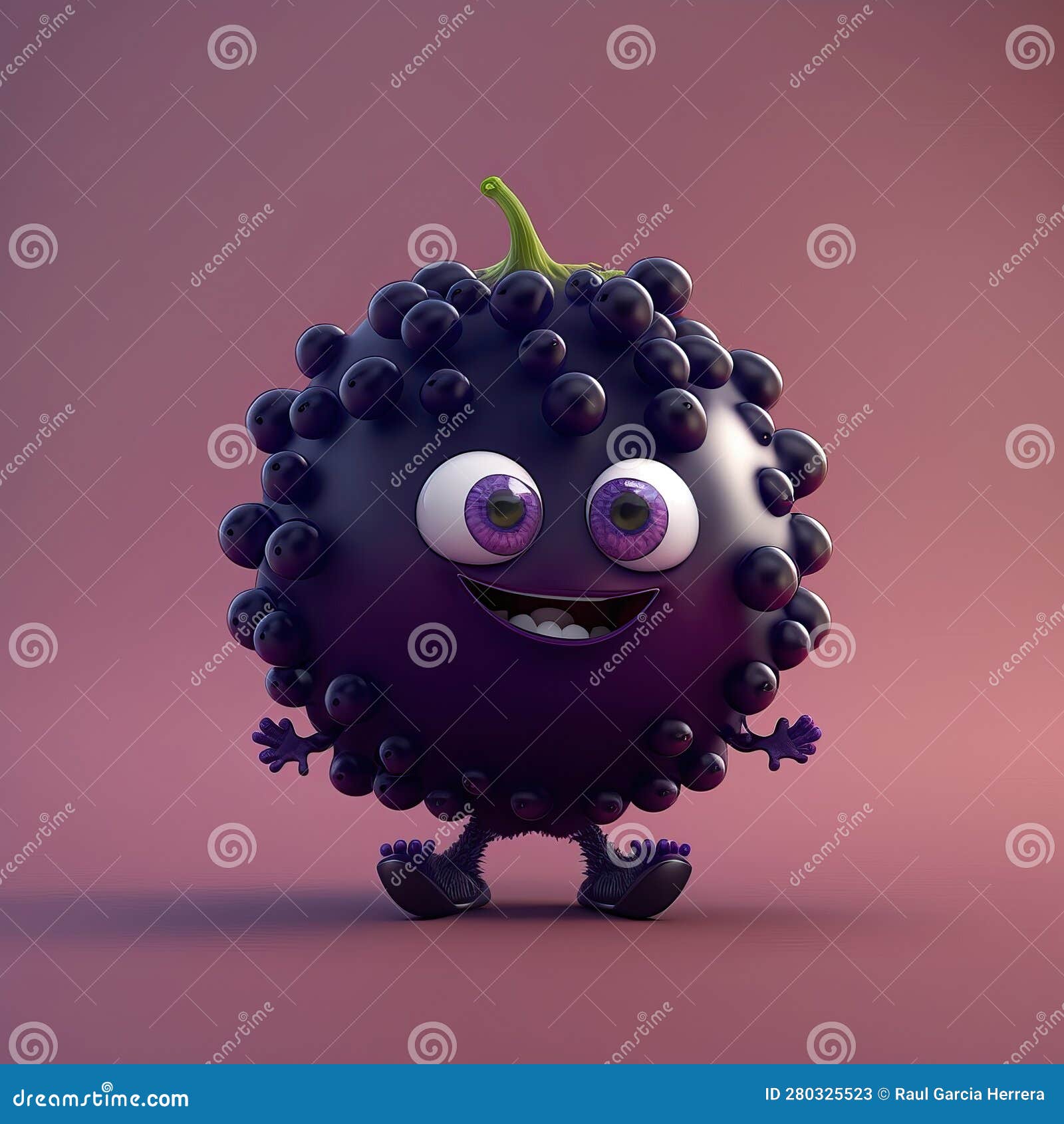 Cute Cartoon Blackcurrant Character. Generative Ai Stock Illustration ...
