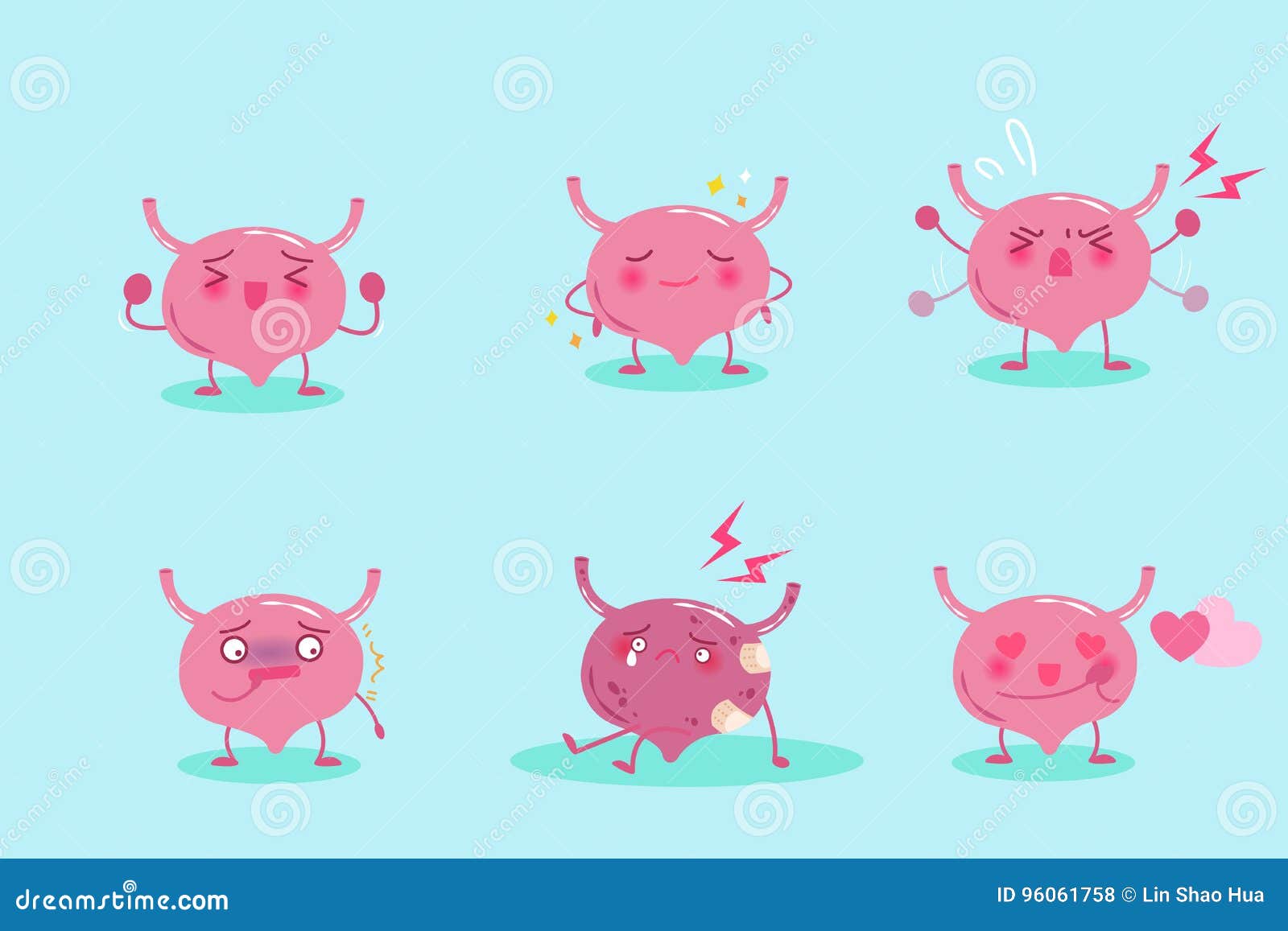 Cute cartoon bladder stock vector. Illustration of pensive - 96061758