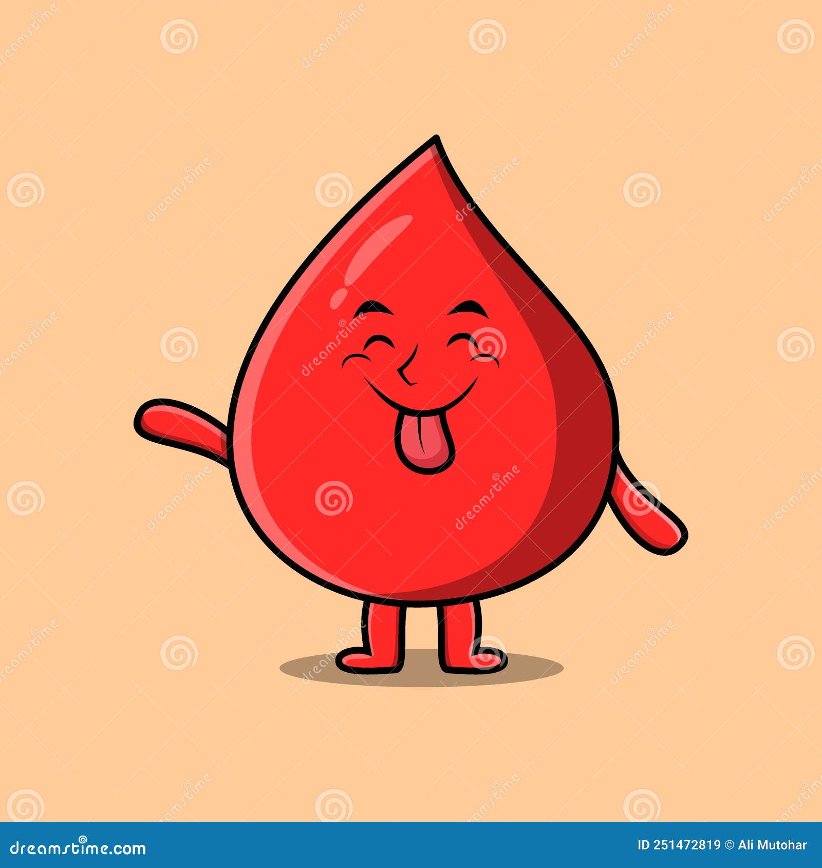 Cute Cartoon Blood Drop with Flashy Expression Stock Vector ...