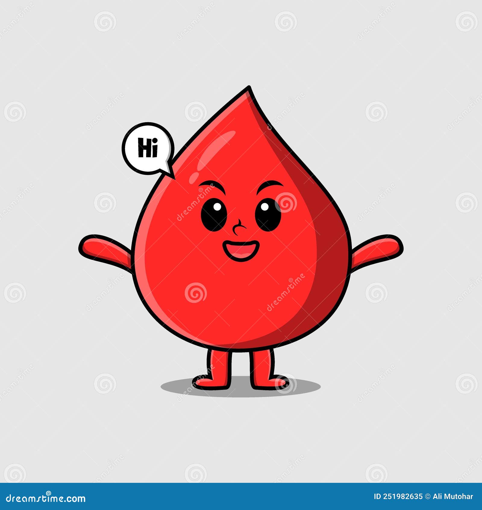 Cute Cartoon Blood Drop with Happy Expression Stock Illustration ...
