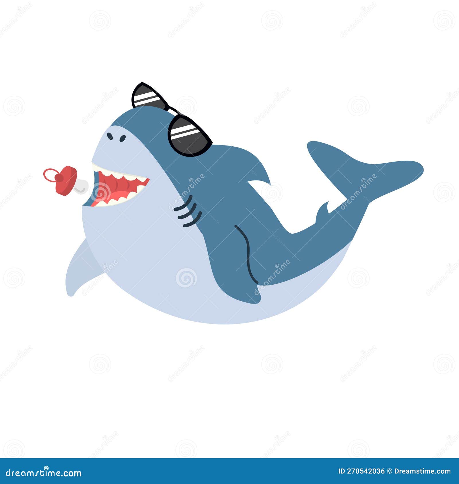 Shark 2D Flat Cartoon Sticker. | CartoonDealer.com #283258898