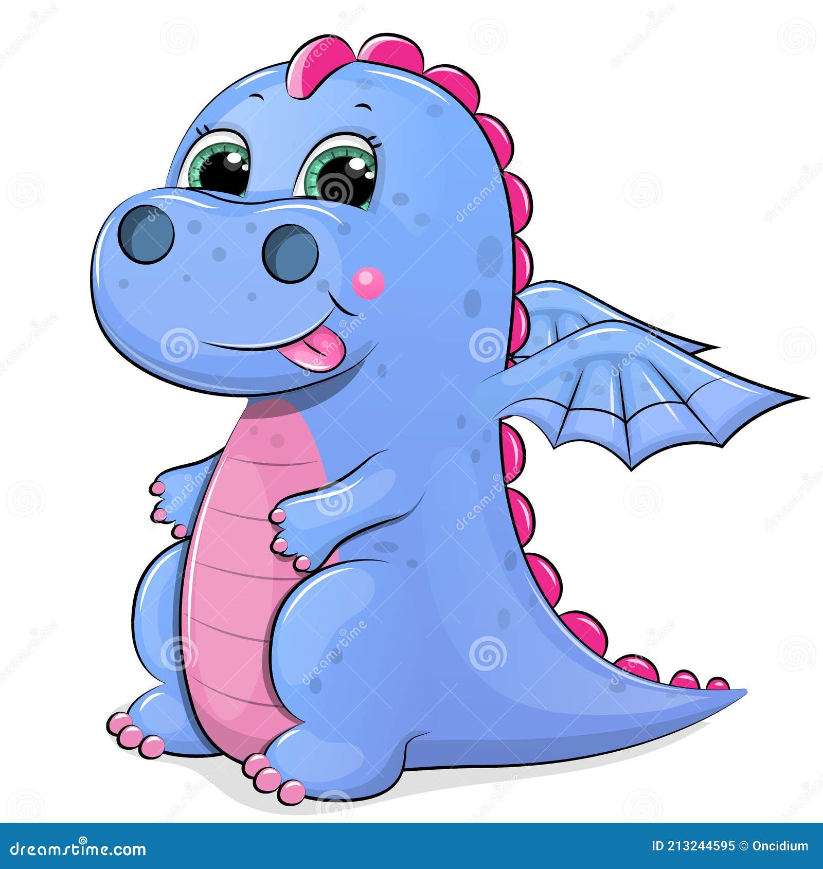 Cute cartoon blue dragon. stock vector. Illustration of animal - 213244595