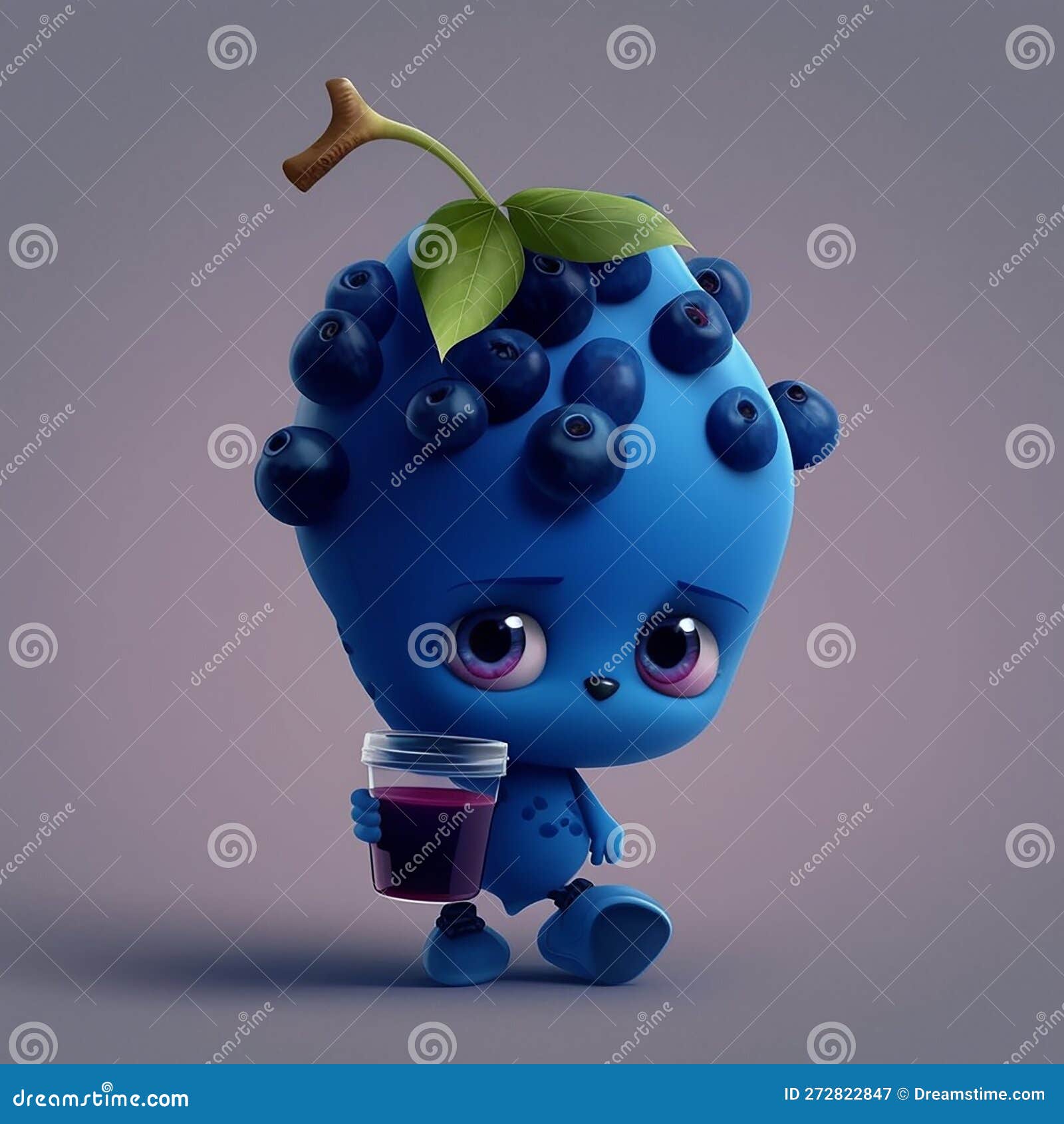 A Cute Cartoon Blueberry Character Ai Generative Stock Illustration ...