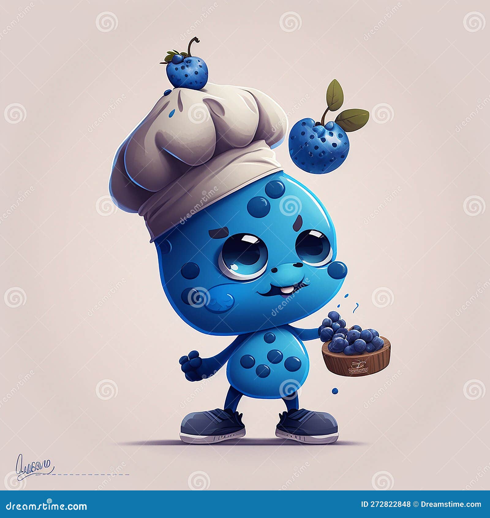 A Cute Cartoon Blueberry Character Ai Generative Stock Illustration ...