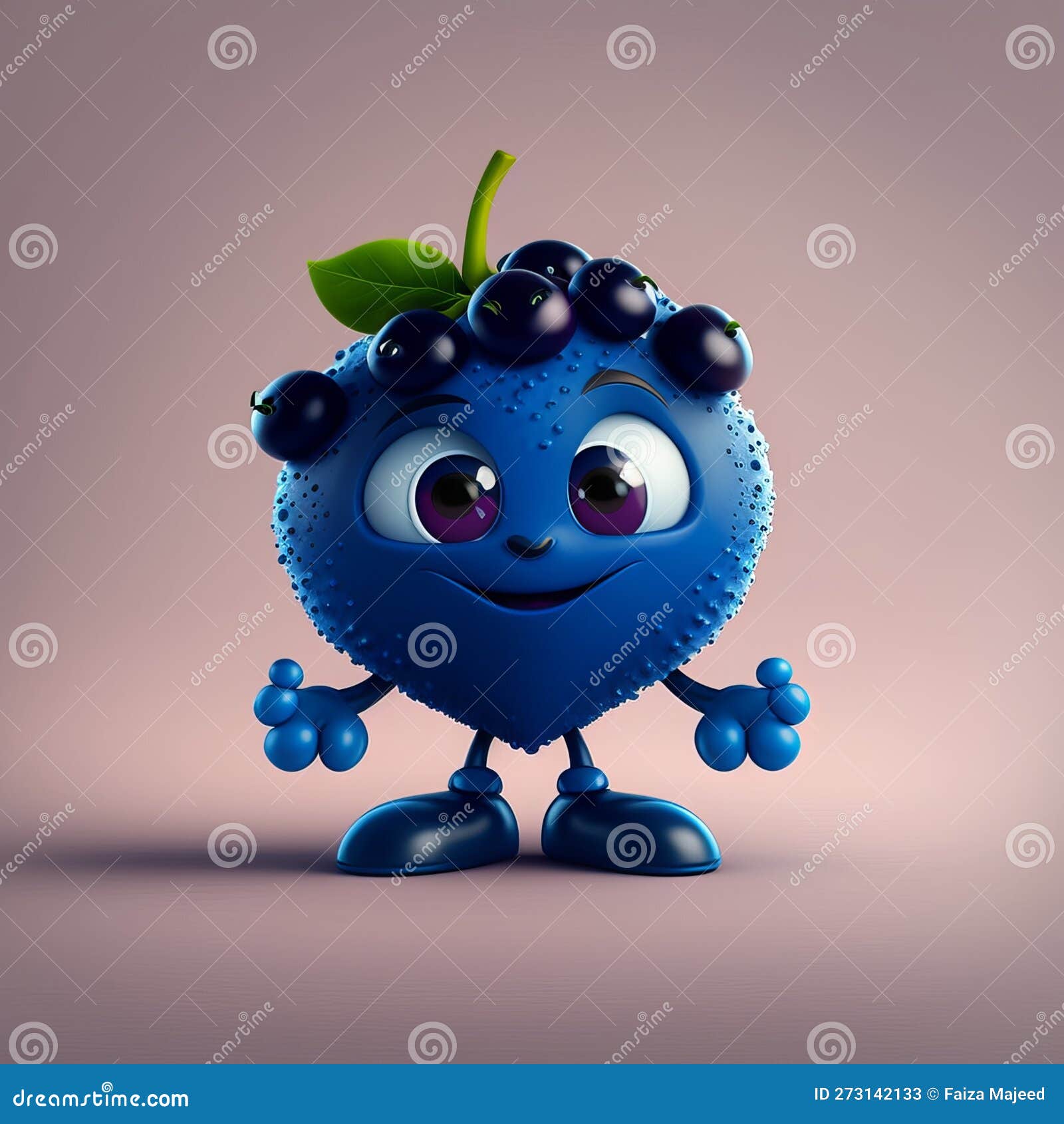 Cute Cartoon Blueberry Character, Generative AI Stock Illustration ...