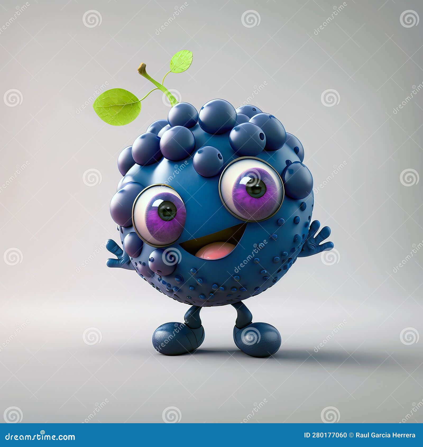 Cute Cartoon Blueberry Character. Generative Ai Stock Illustration ...