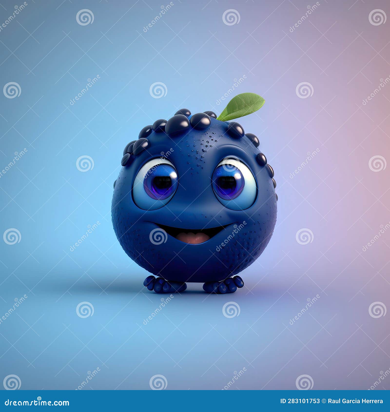 Cute Cartoon Blueberry Character. Generative Ai Stock Illustration ...