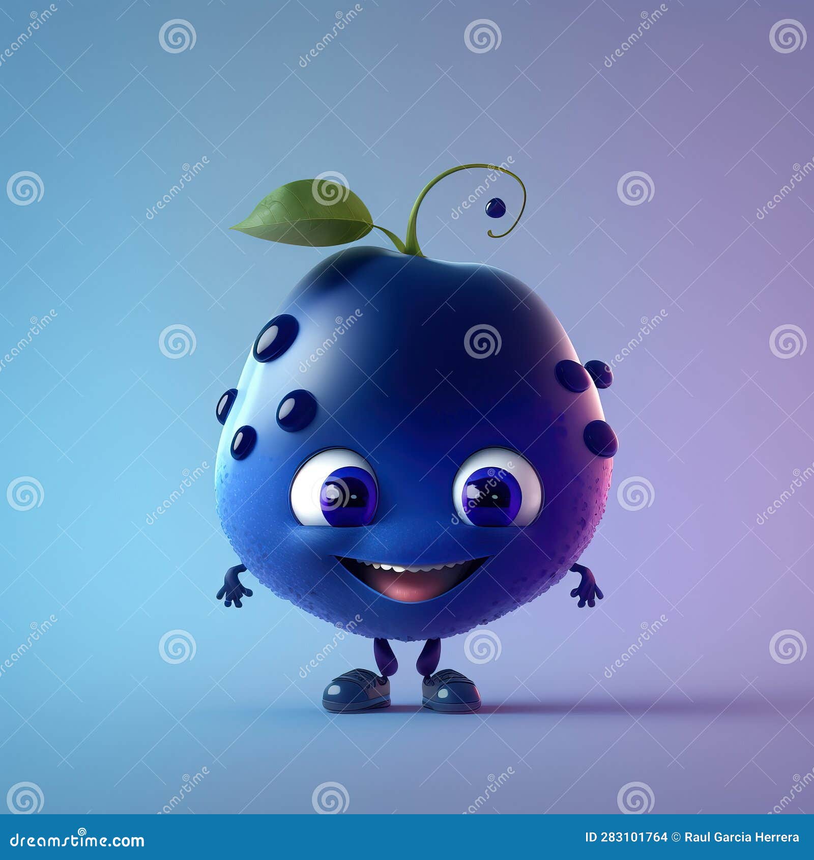 Cute Cartoon Blueberry Character. Generative Ai Stock Illustration ...
