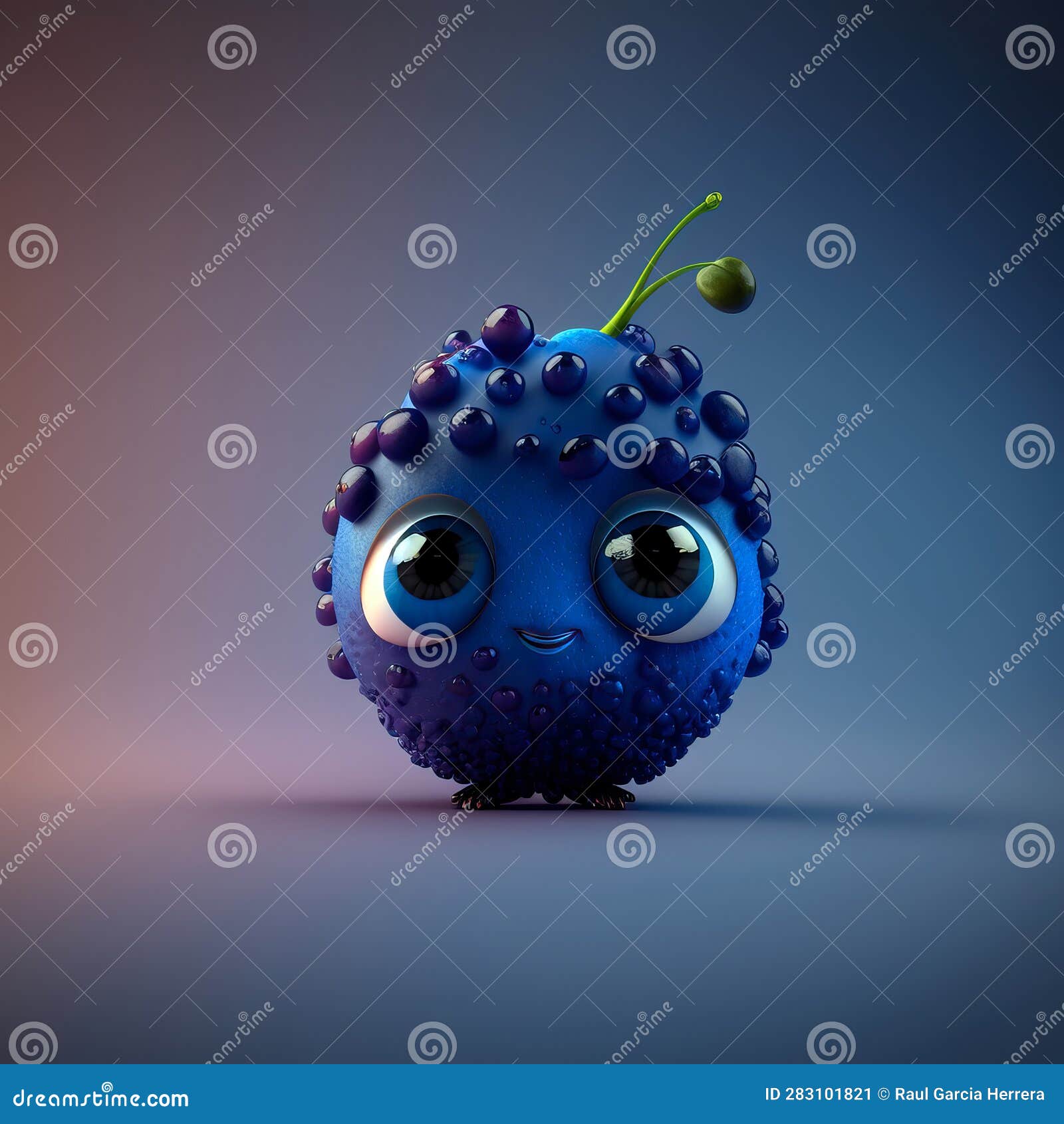 Cute Cartoon Blueberry Character. Generative Ai Stock Illustration ...