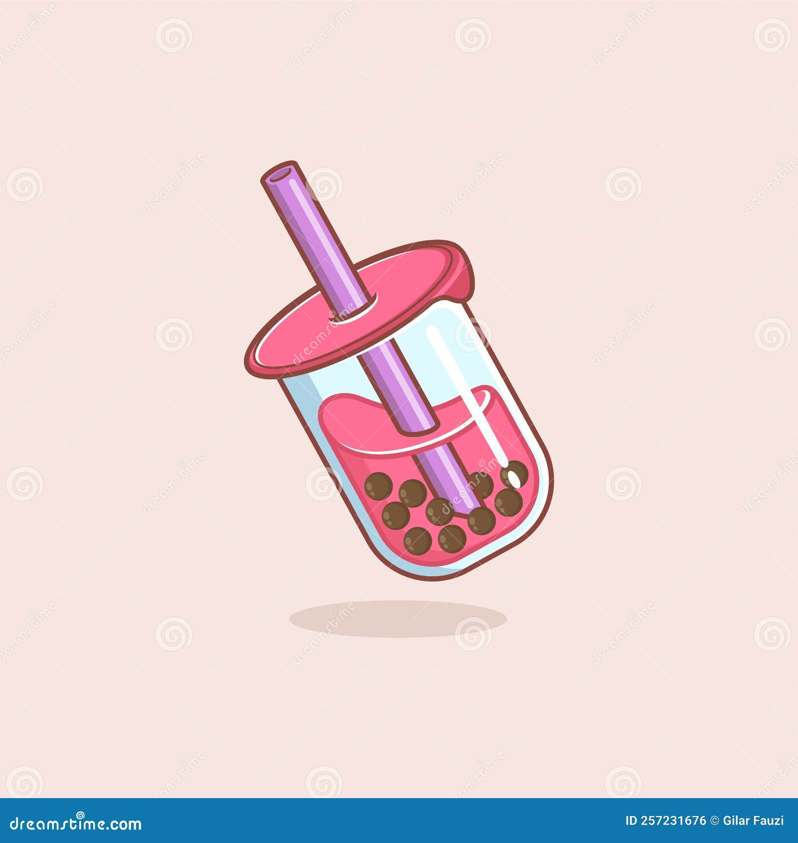 Cute cartoon boba drink stock vector. Illustration of juice - 257231676