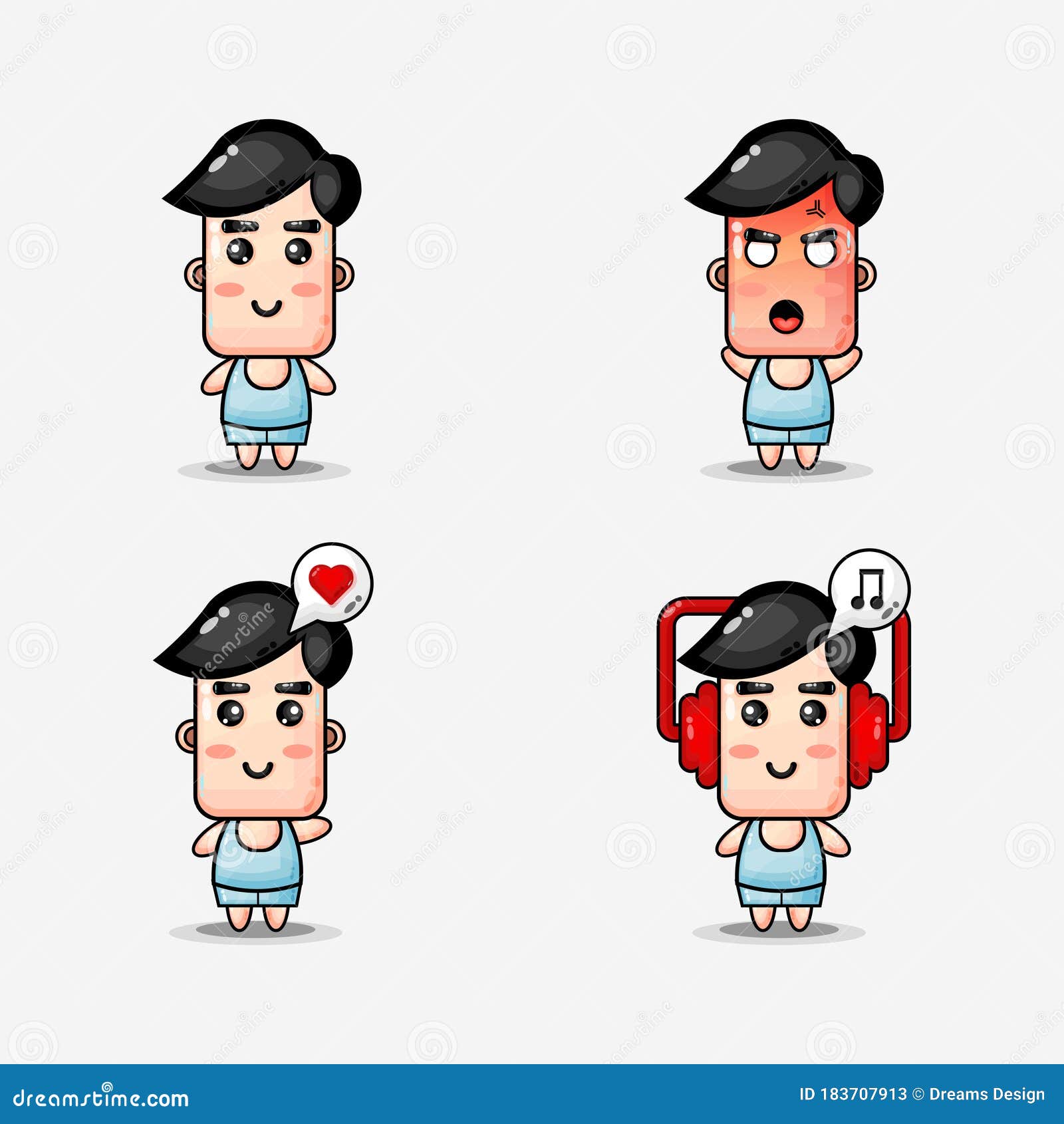 Cute Cartoon Boy Design Collection Stock Vector - Illustration of ...