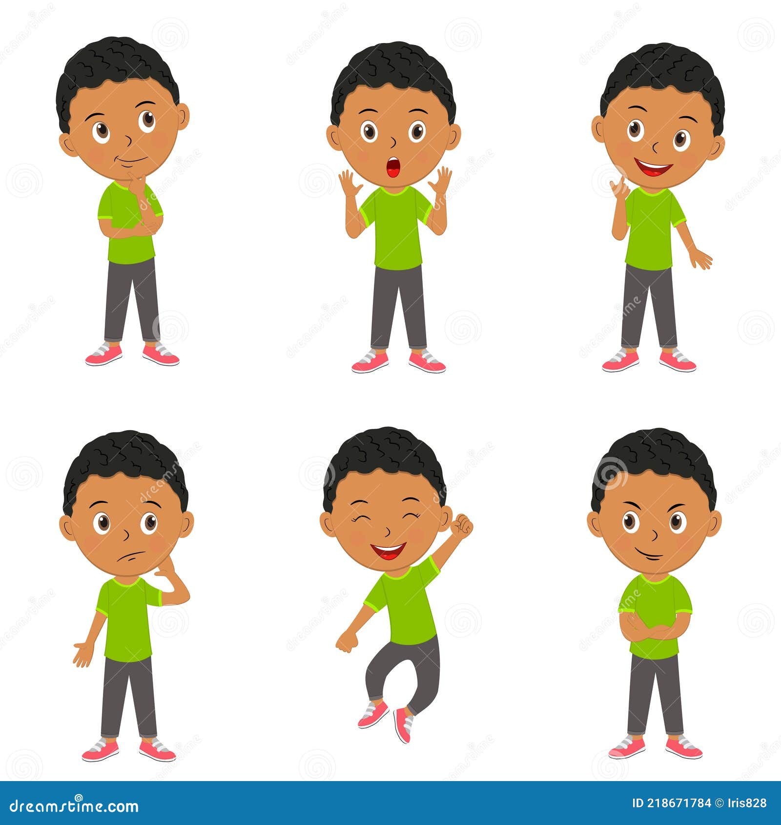 Cute Cartoon Boy Emotions Set Vector Illustration | CartoonDealer.com ...