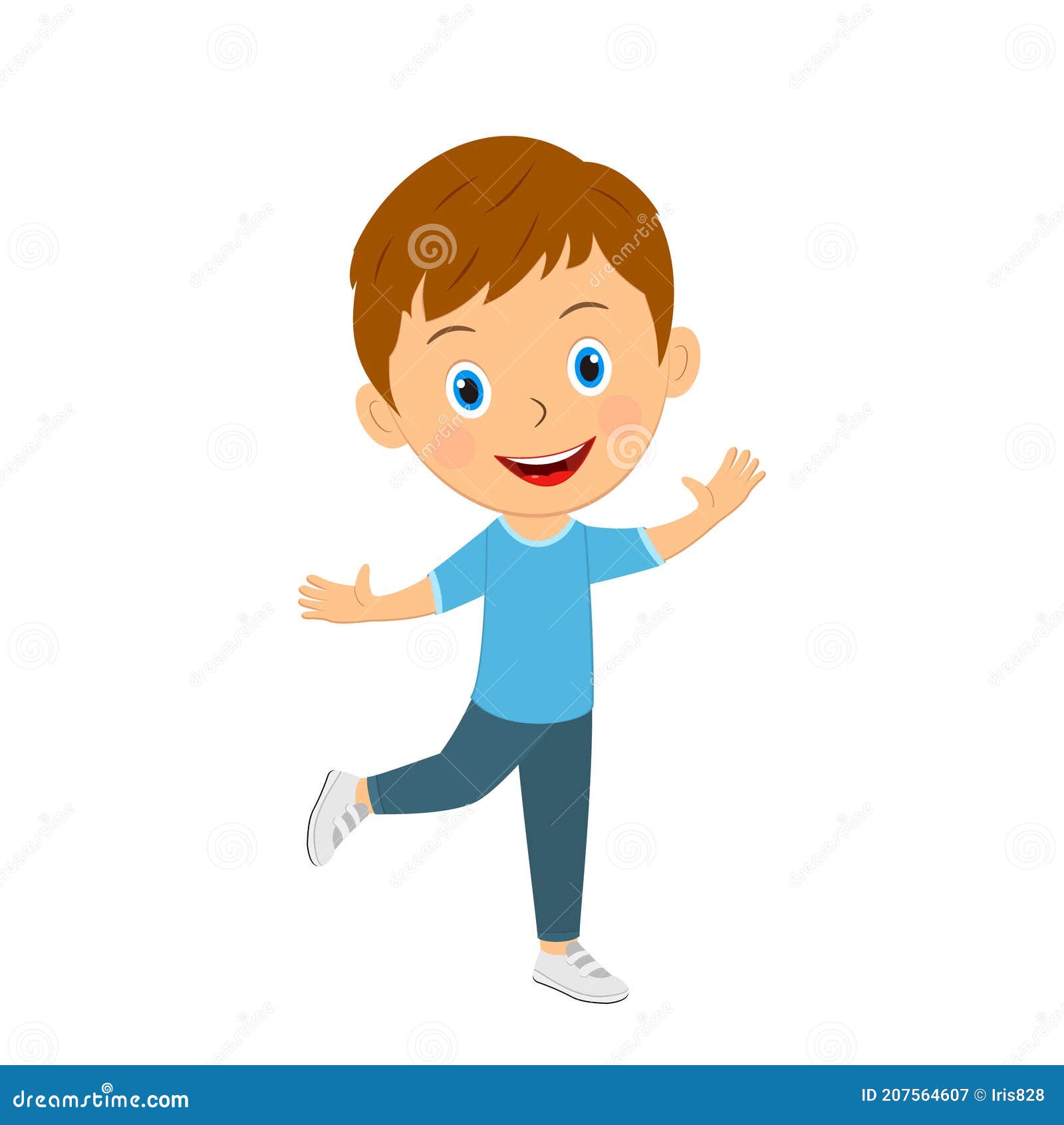 Cute Cartoon Boy Expresses Happy, Joy Stock Vector - Illustration of ...