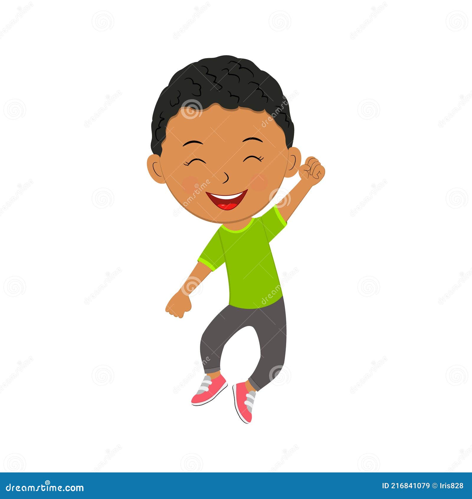 Cute Cartoon Boy Expresses Win Stock Vector - Illustration of young ...