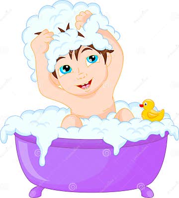 Cute Cartoon Boy Having Bath Stock Vector - Illustration of adorable ...