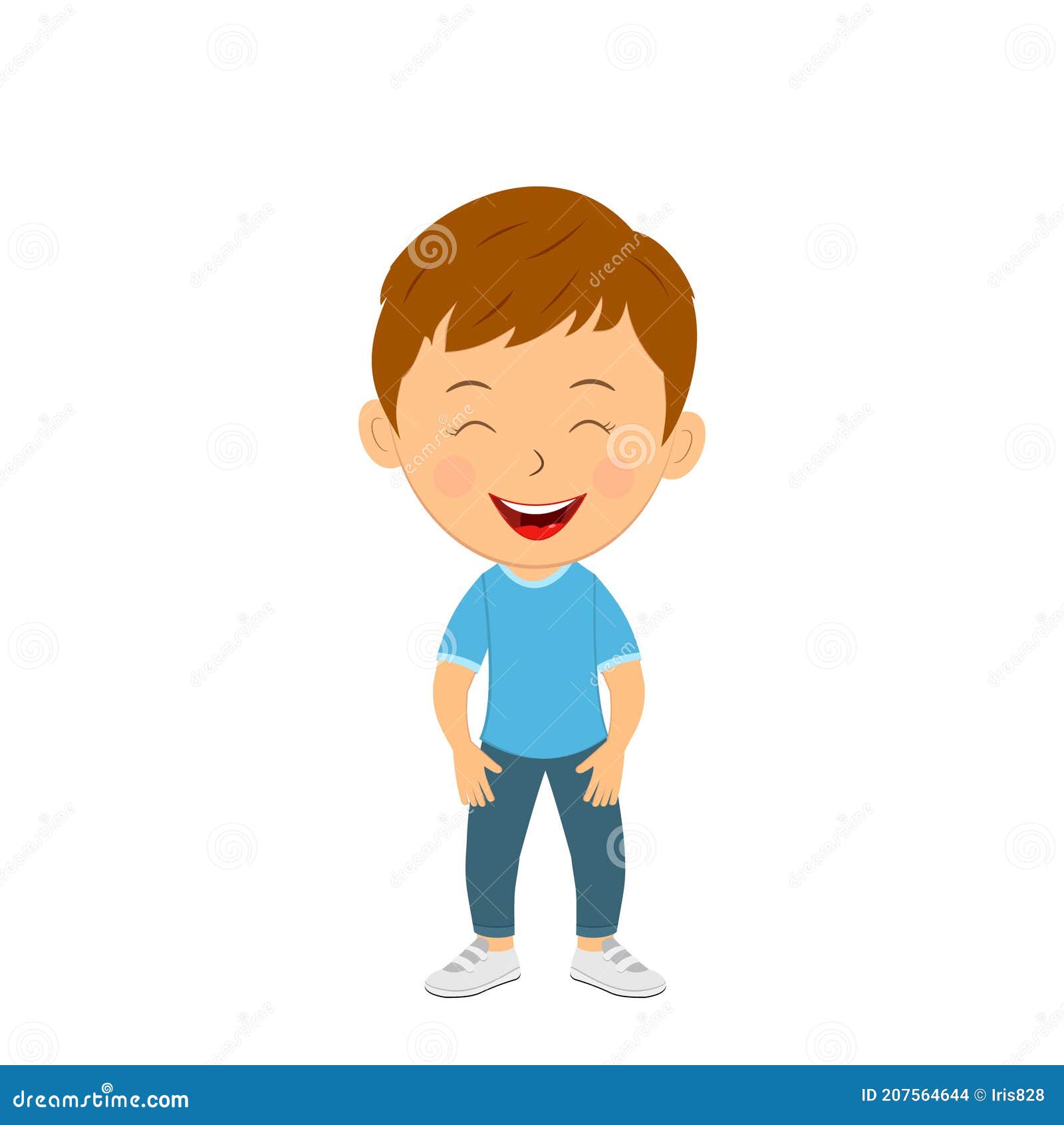 Cute cartoon boy lauhing stock vector. Illustration of cartoon - 207564644
