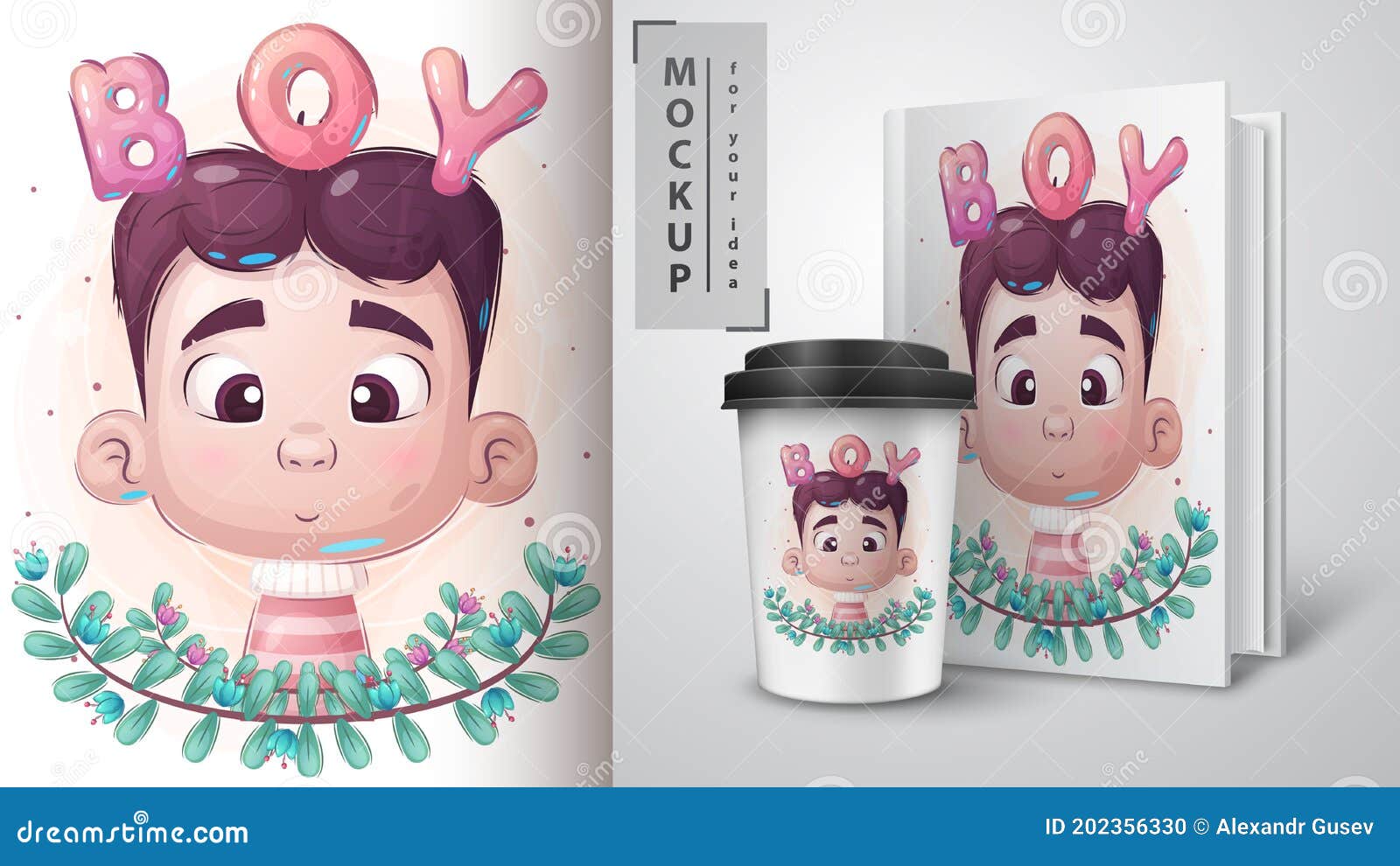 Cute Cartoon Boy Poster and Merchandising Stock Vector - Illustration ...