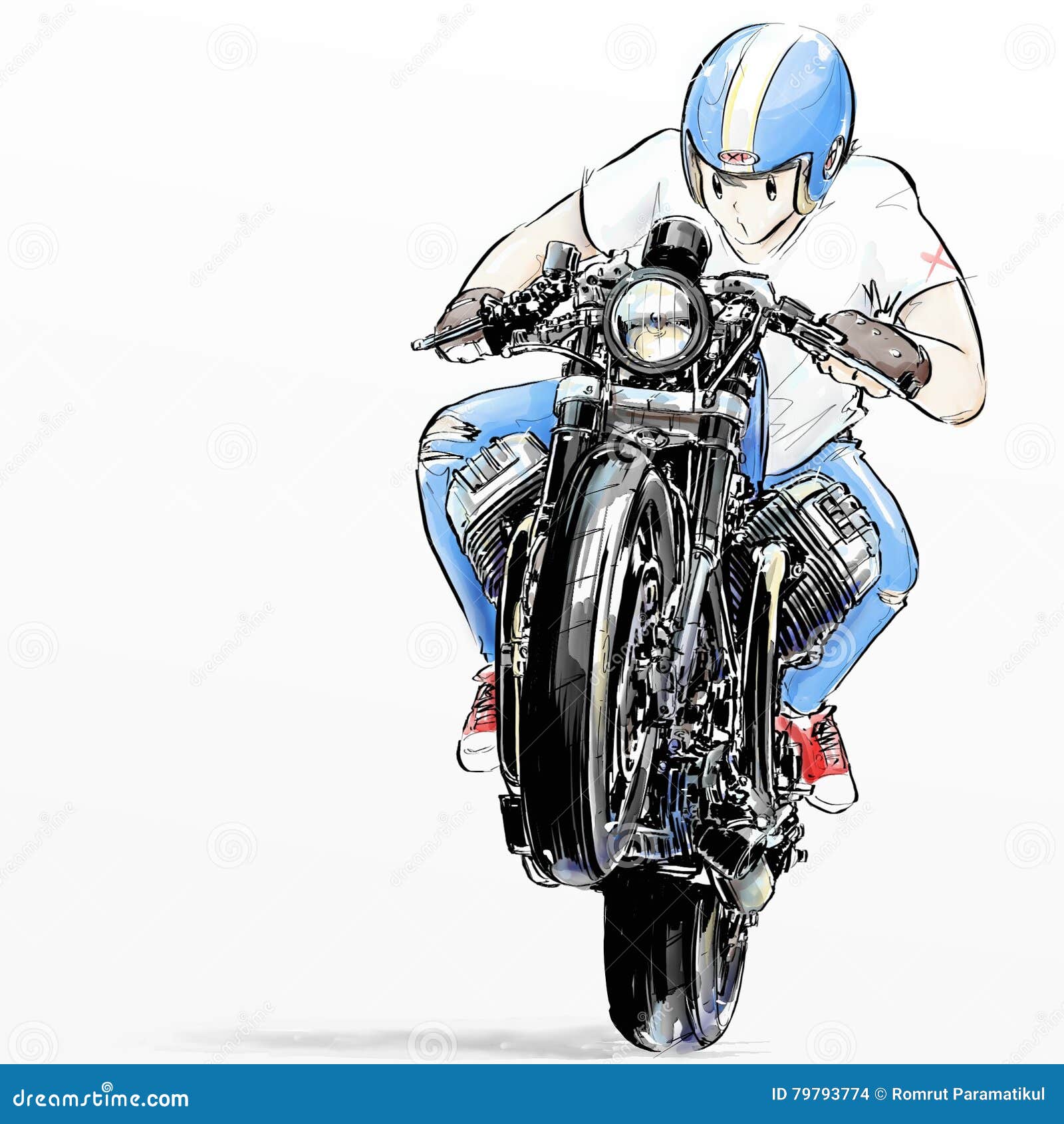 Cute Cartoon Boy Riding Motorcycle Stock Illustration - Illustration of ...
