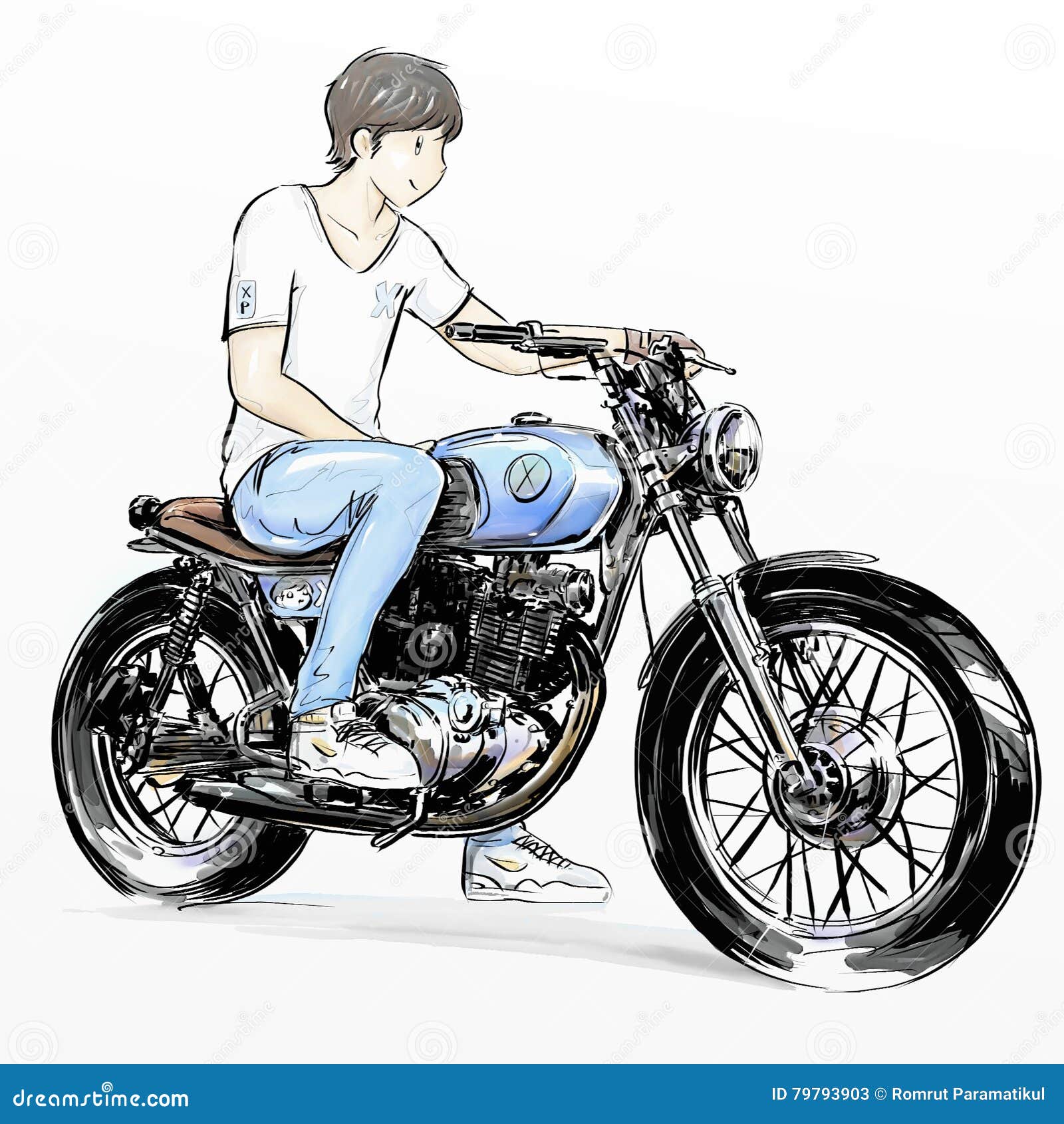 Cute Cartoon Boy Riding Motorcycle Royalty-Free Stock Photography ...