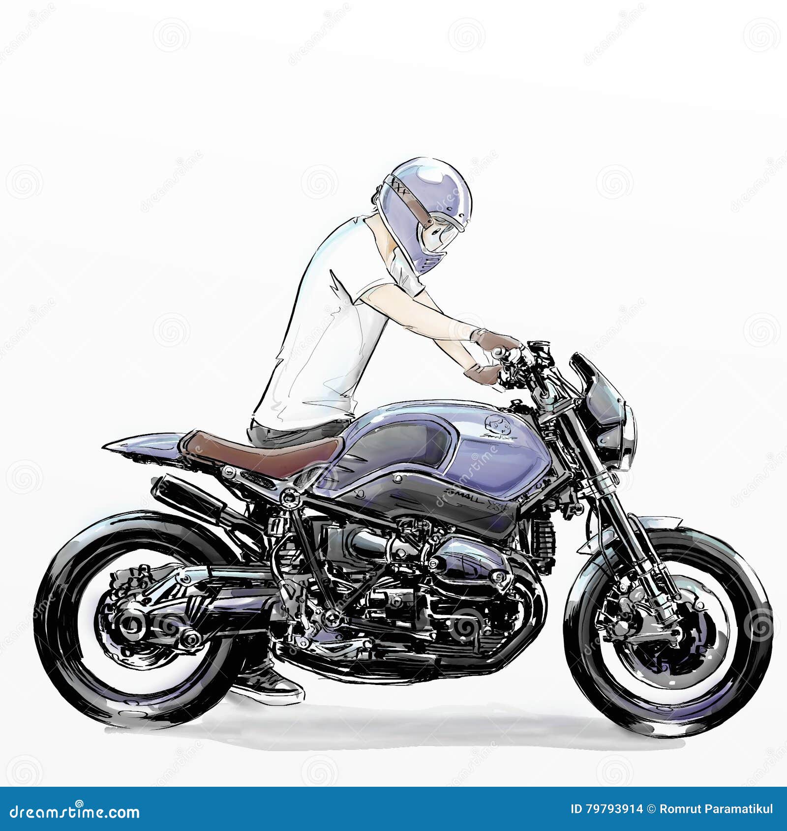 Cute Cartoon Boy Riding Motorcycle Stock Illustration - Illustration of ...