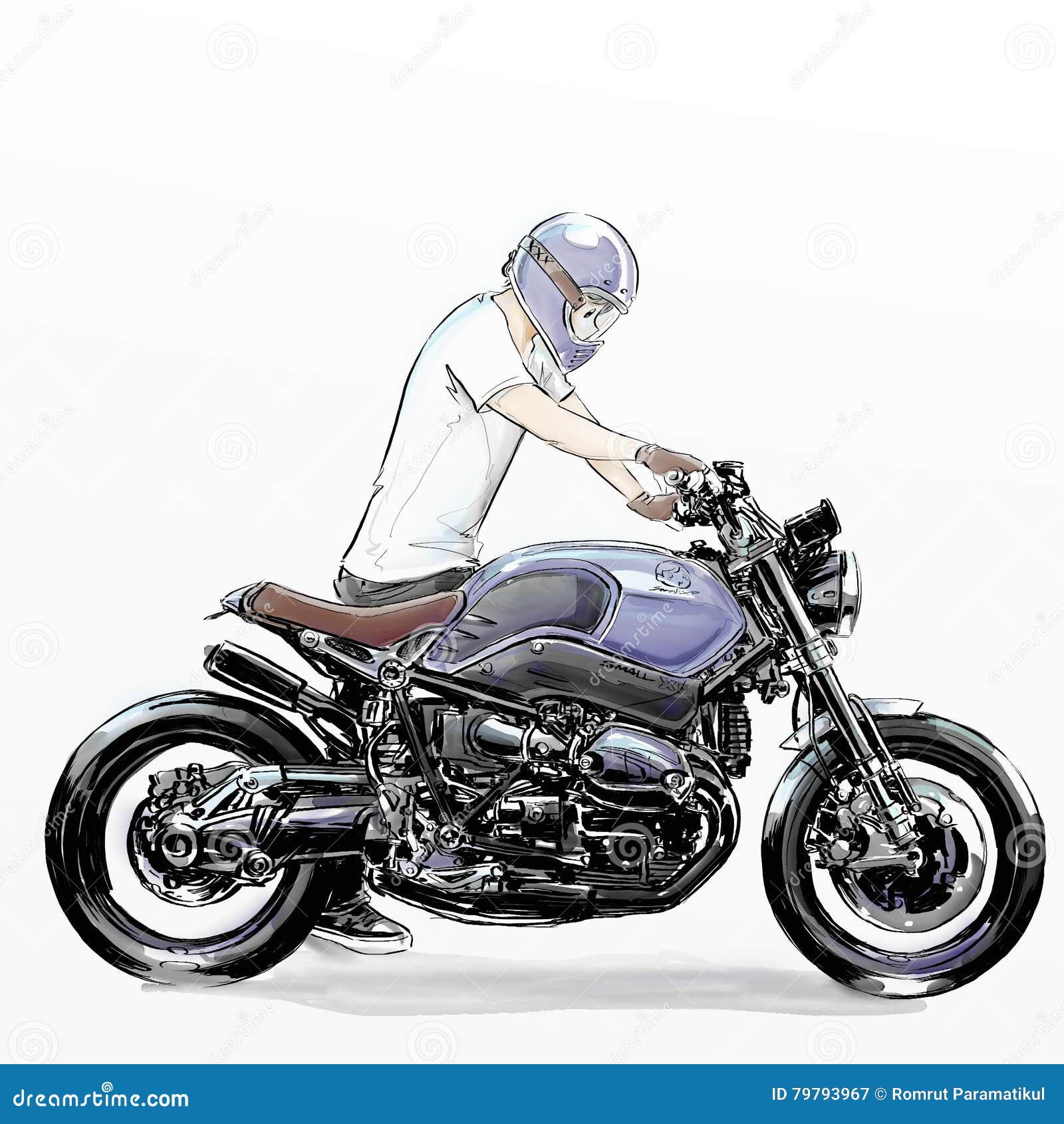 Cute Cartoon Boy Riding Motorcycle Stock Illustration - Illustration of ...