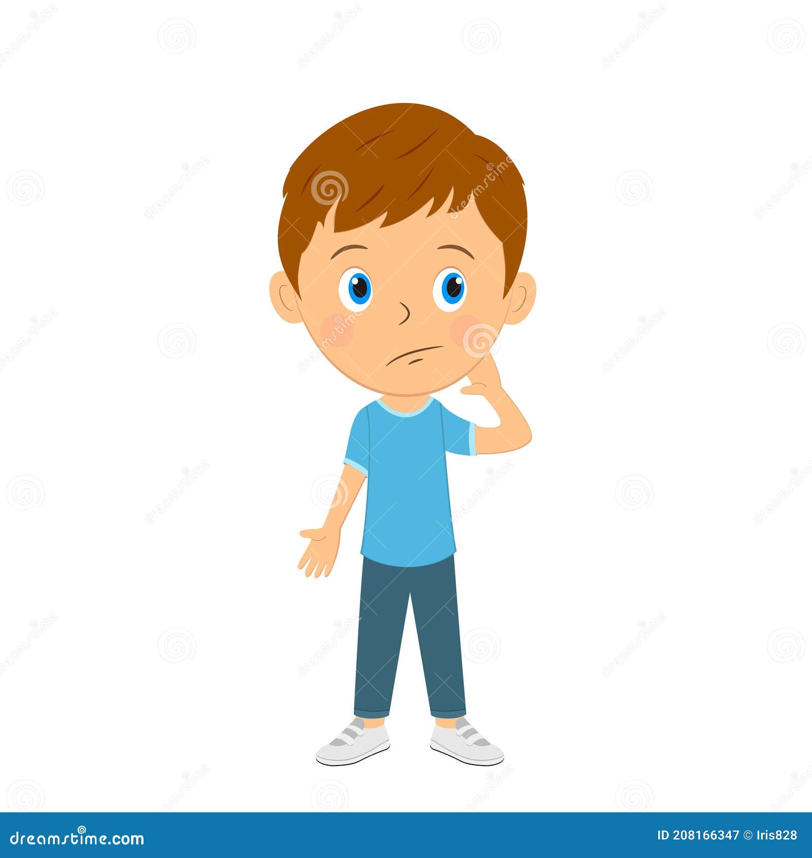 Cute Cartoon Boy Shows Doubt Stock Vector - Illustration of cartoon ...