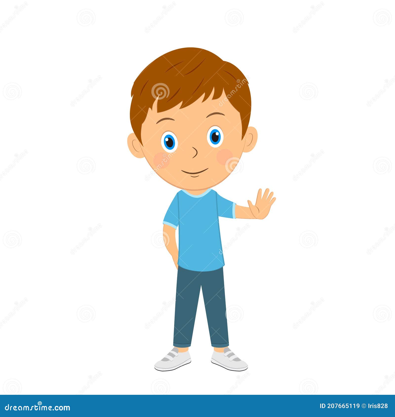 Cute Cartoon Boy Shows Stop Mark Stock Vector - Illustration of stop ...