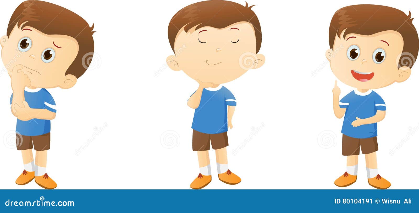 Cute Cartoon Boy thinking stock vector. Illustration of solution - 80104191