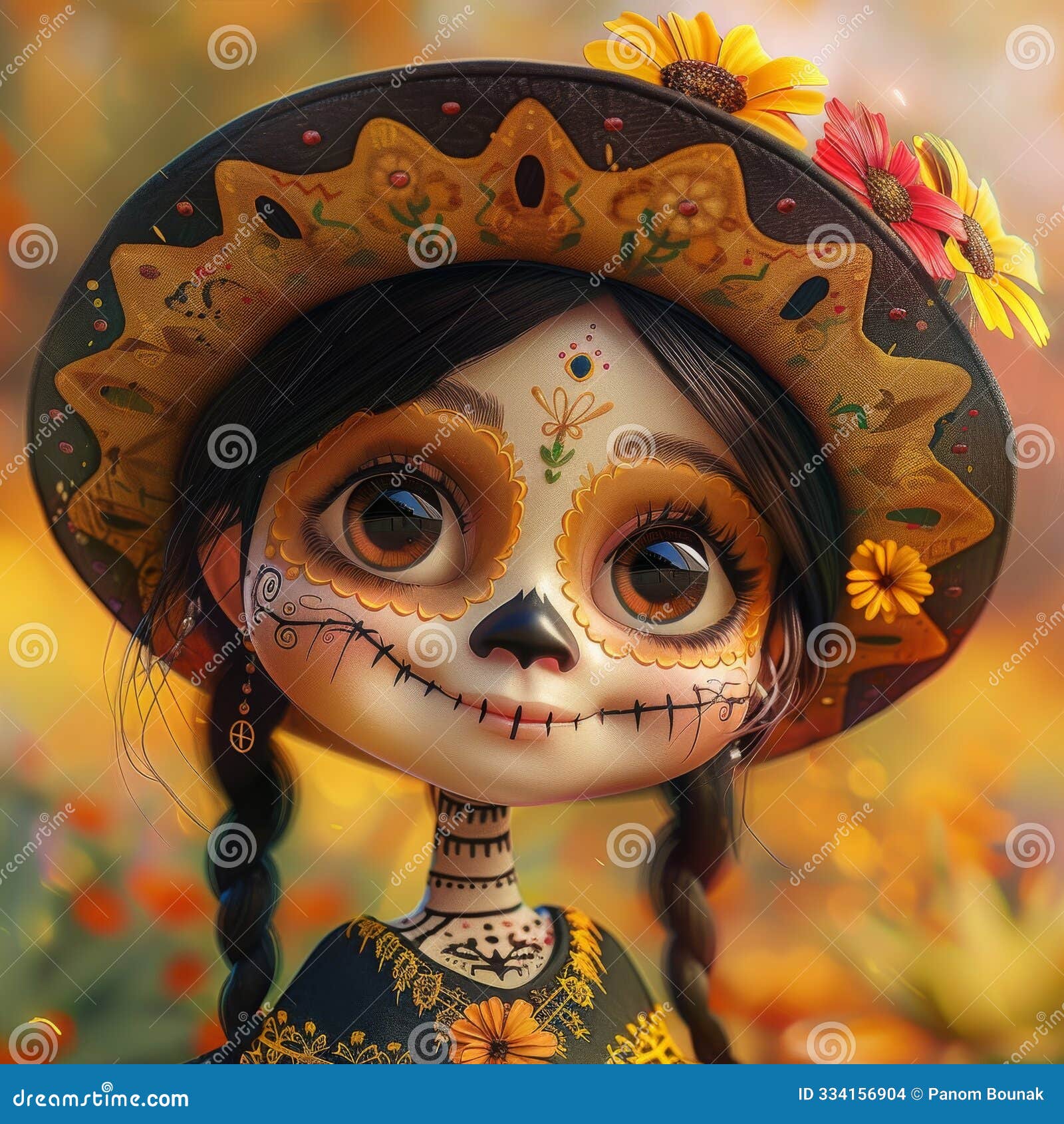 Cute Cartoon with a Bright Whimsical Style in Catrina Stock Photo ...