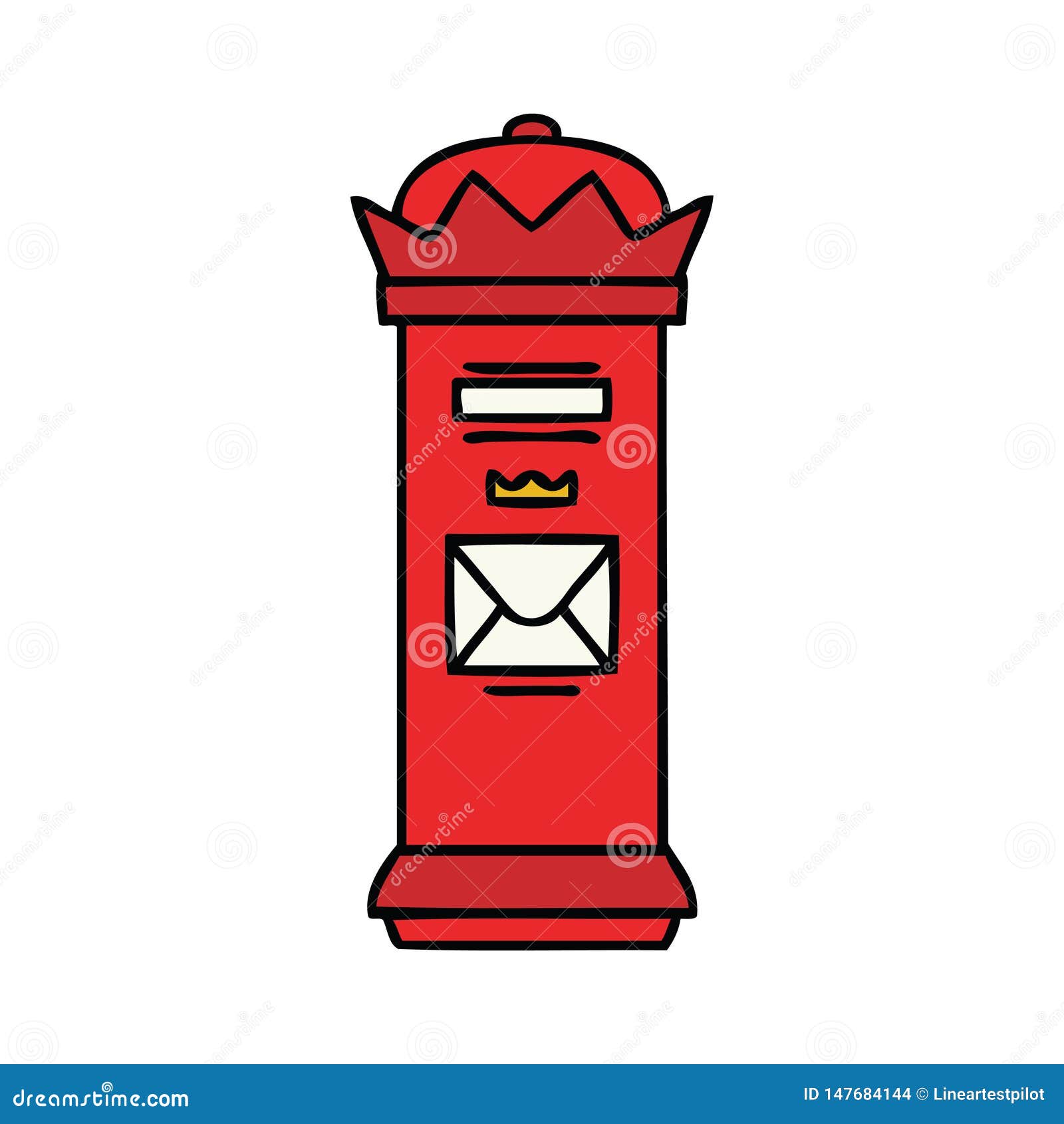 Cute Cartoon British Post Box Stock Vector - Illustration of post ...