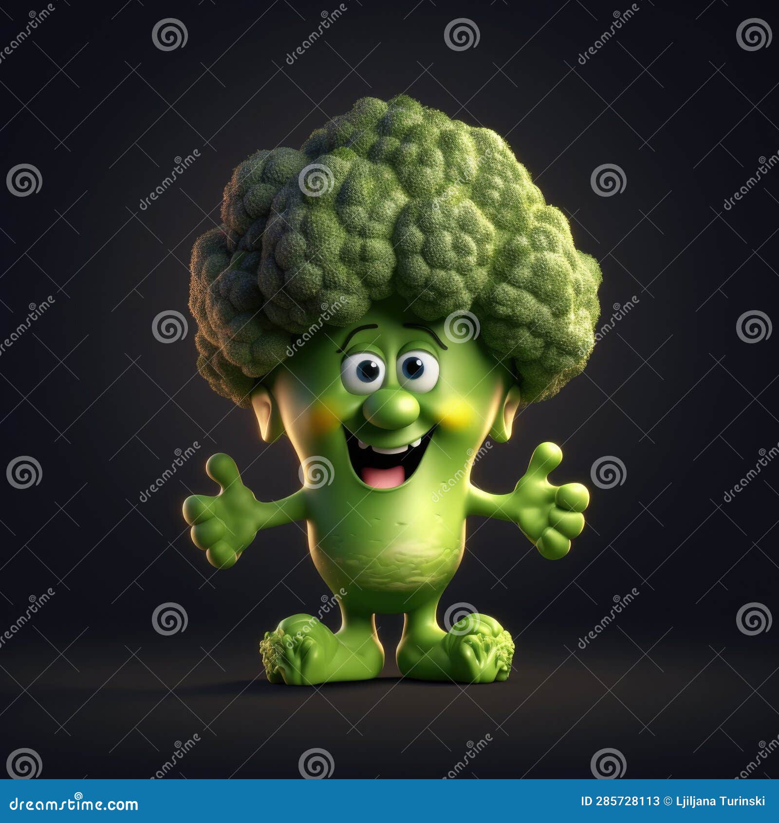 Cute Cartoon Broccoli Character, Animated with a Face Stock ...