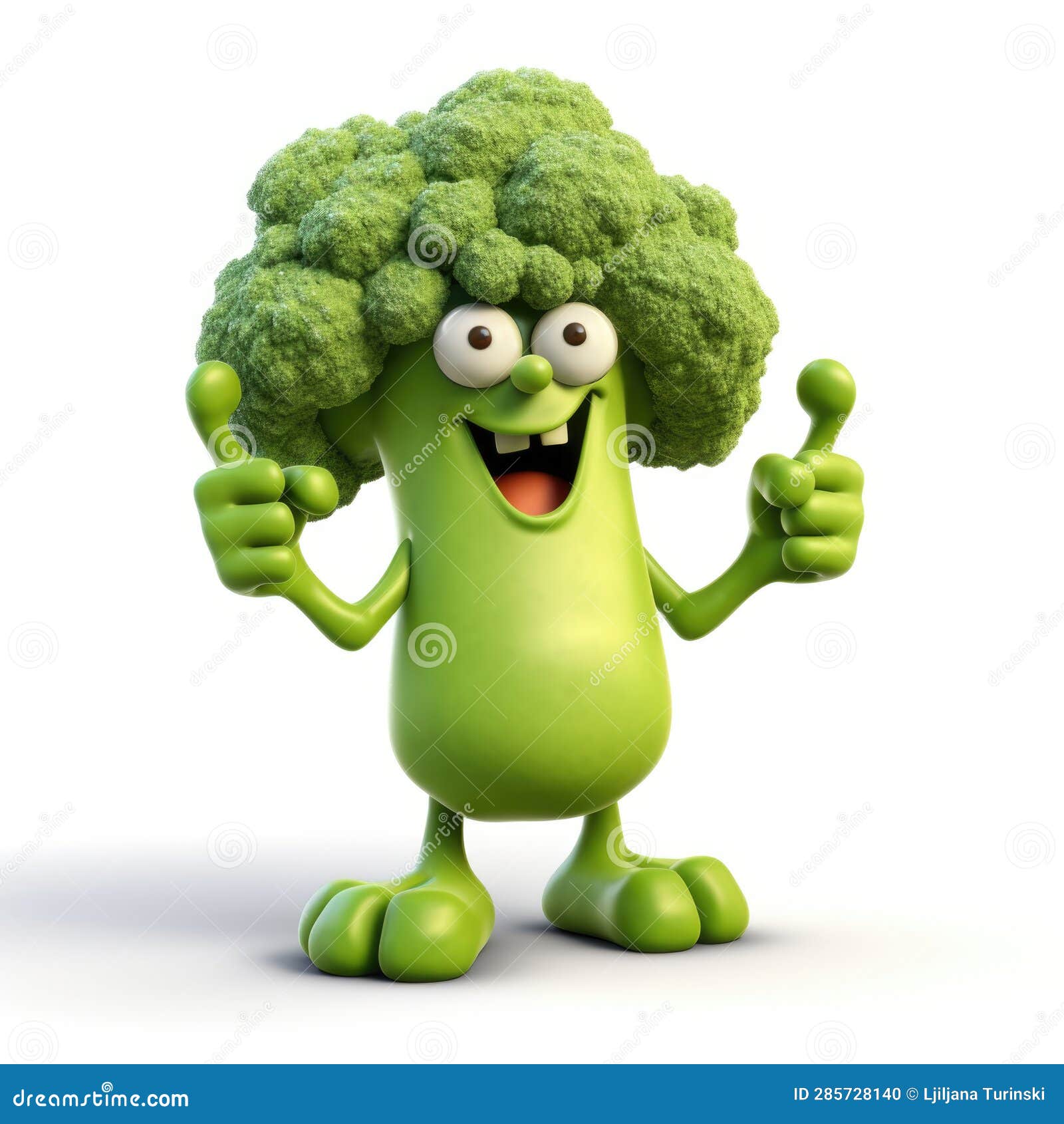 Cute Cartoon Broccoli Character, Animated With A Face Royalty-Free ...