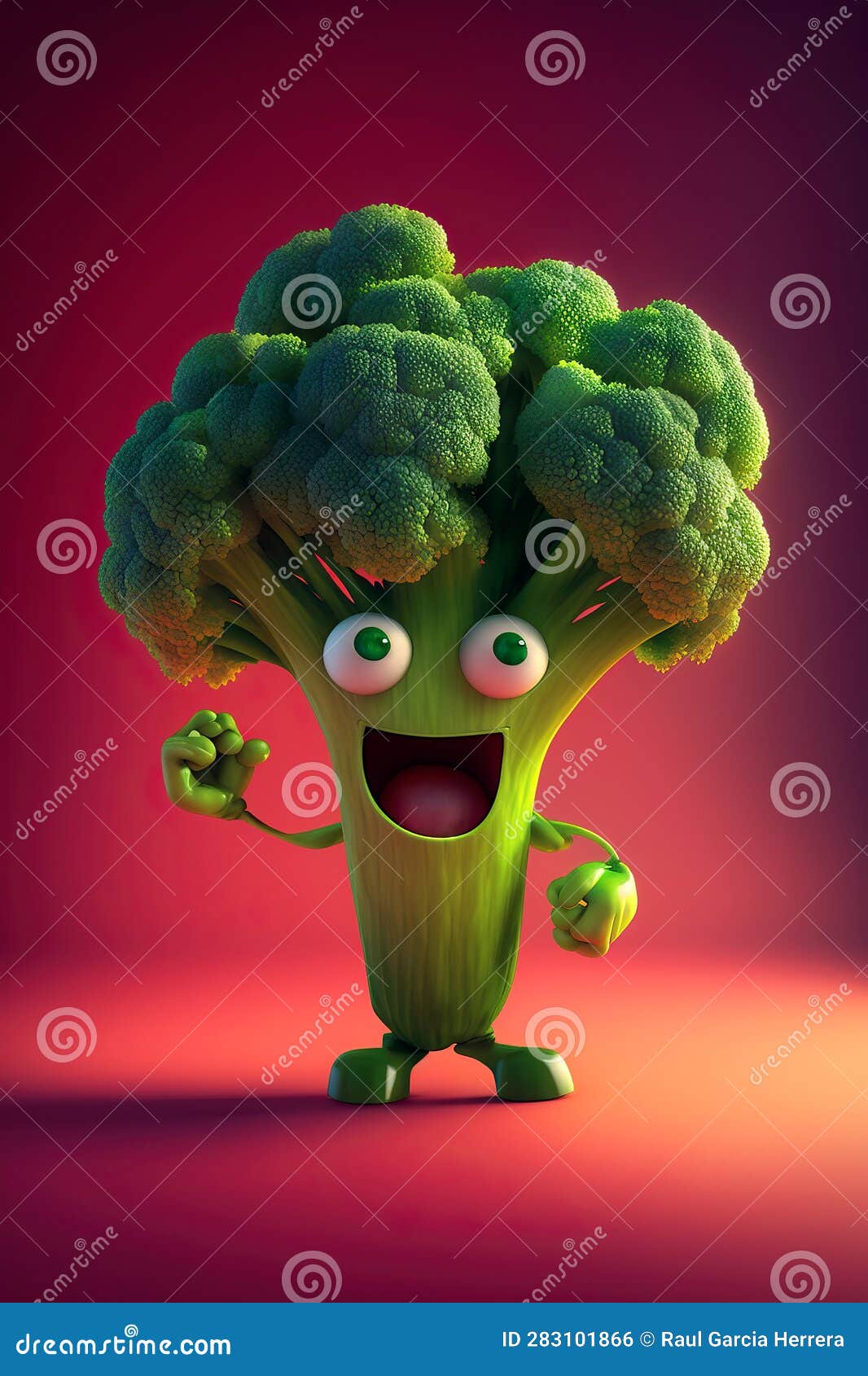 Cute Cartoon Broccoli Character. Generative Ai Stock Illustration ...