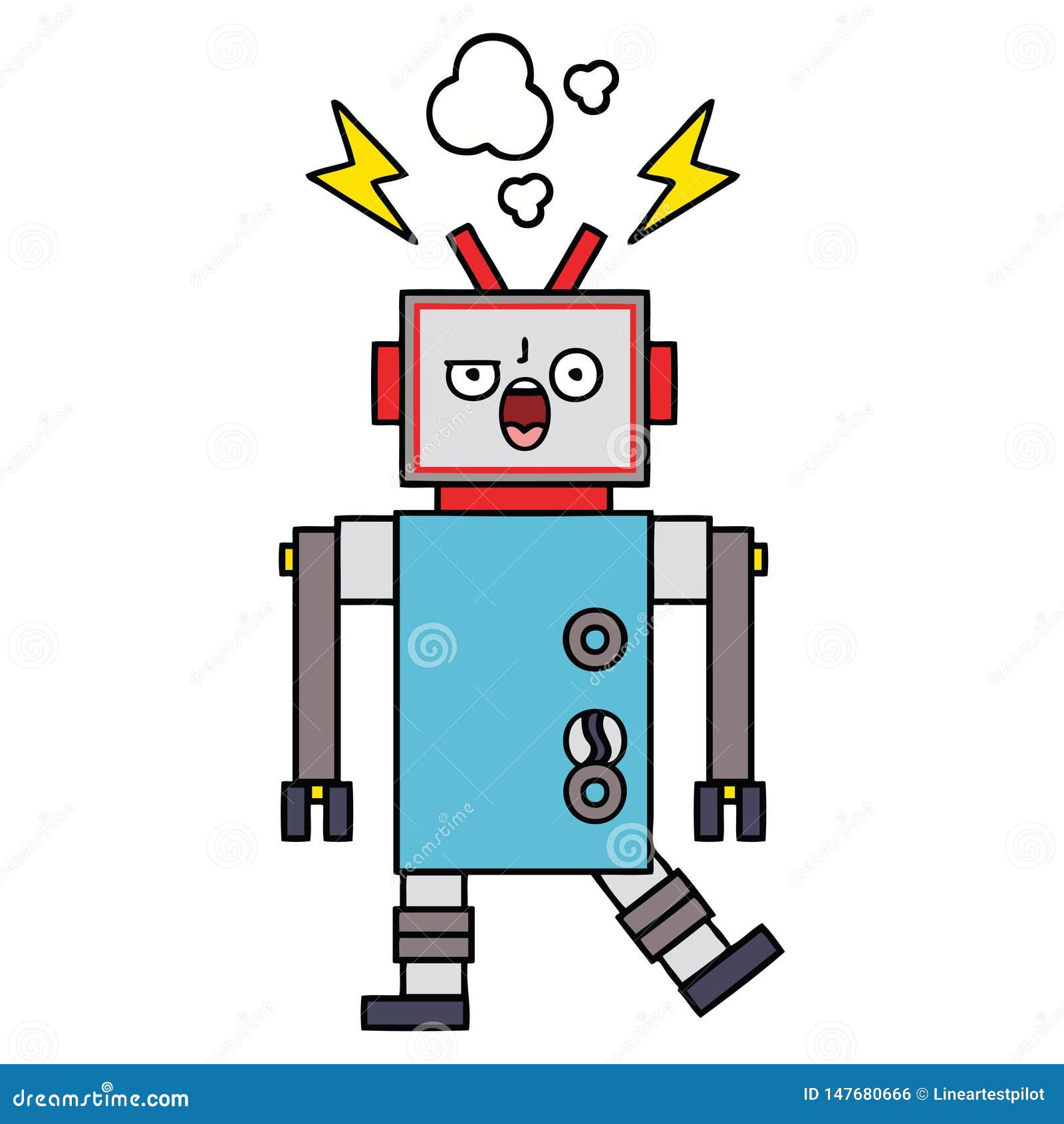 Cute cartoon broken robot stock vector. Illustration of malfunctioning ...