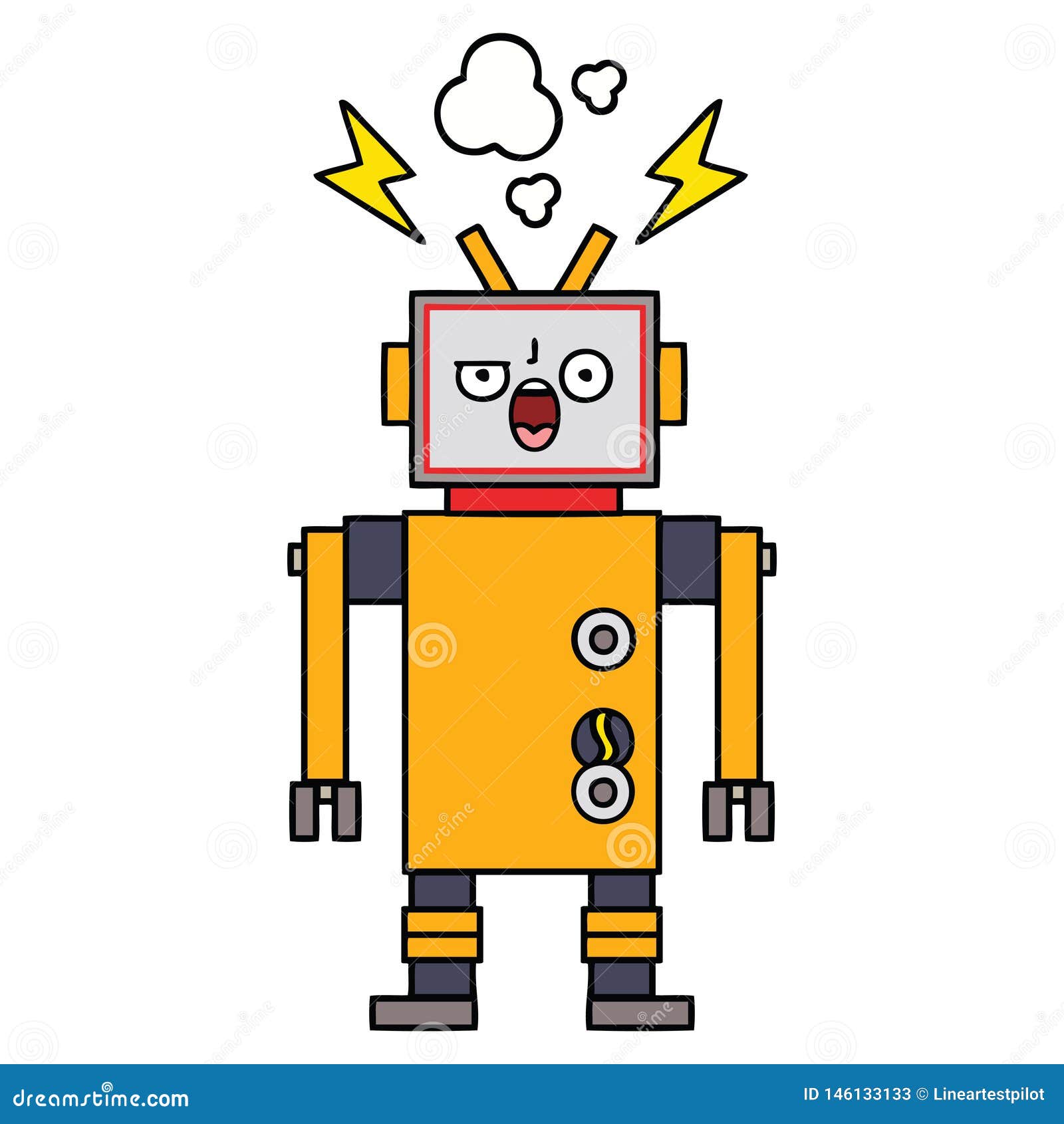 Cute Cartoon of a Broken Robot Stock Vector - Illustration of ...
