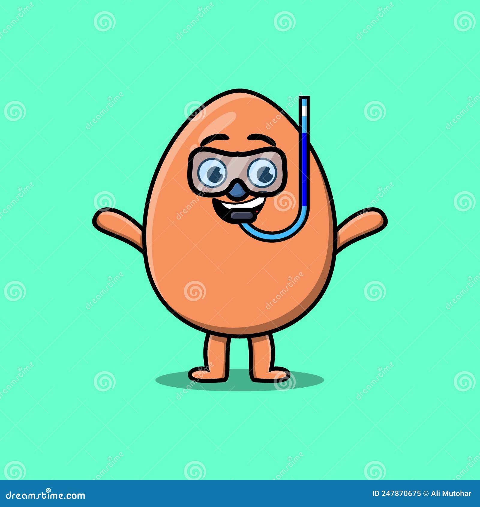 Cute Cartoon Brown Egg Character in Flat Style Stock Vector ...