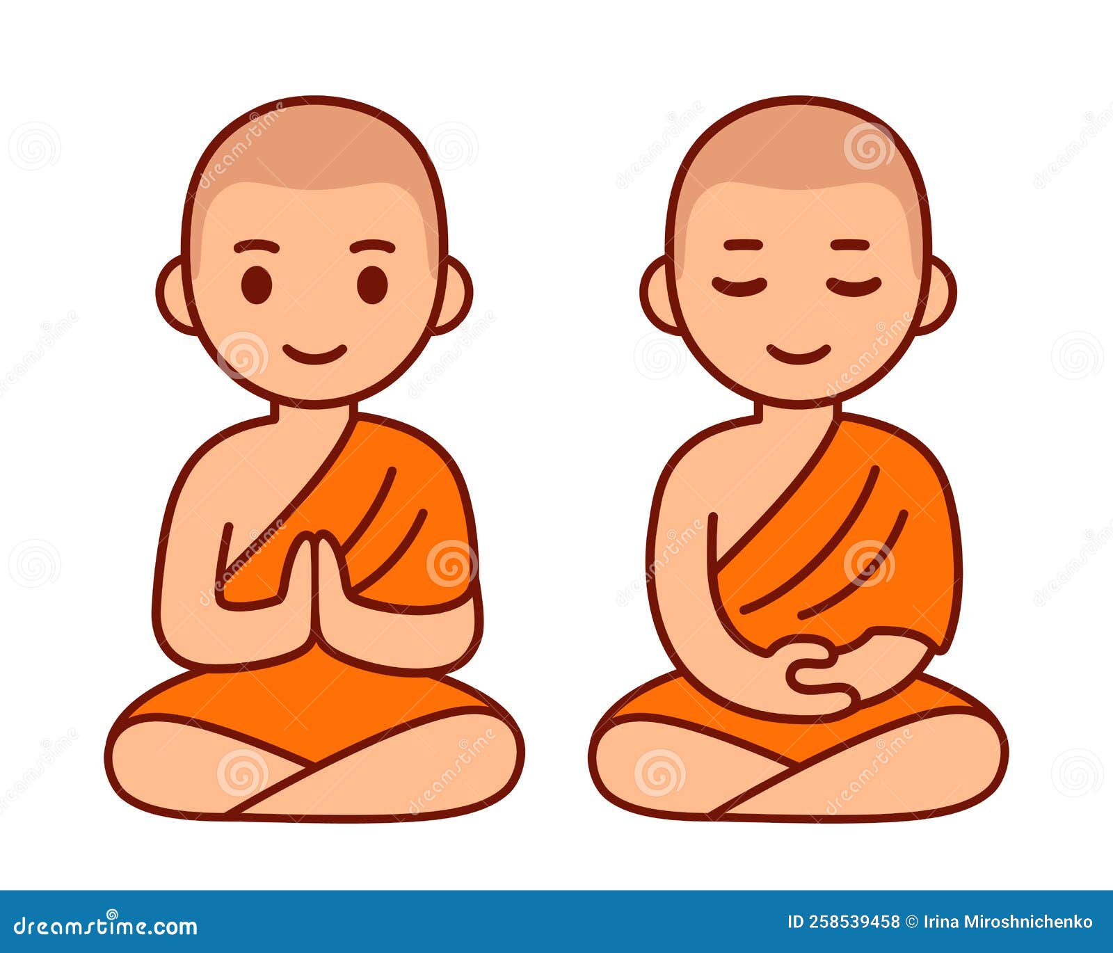 Cute cartoon Buddhist monk stock vector. Illustration of isolated ... Cute cartoon Buddhist monk stock vector. Illustration of isolated ...